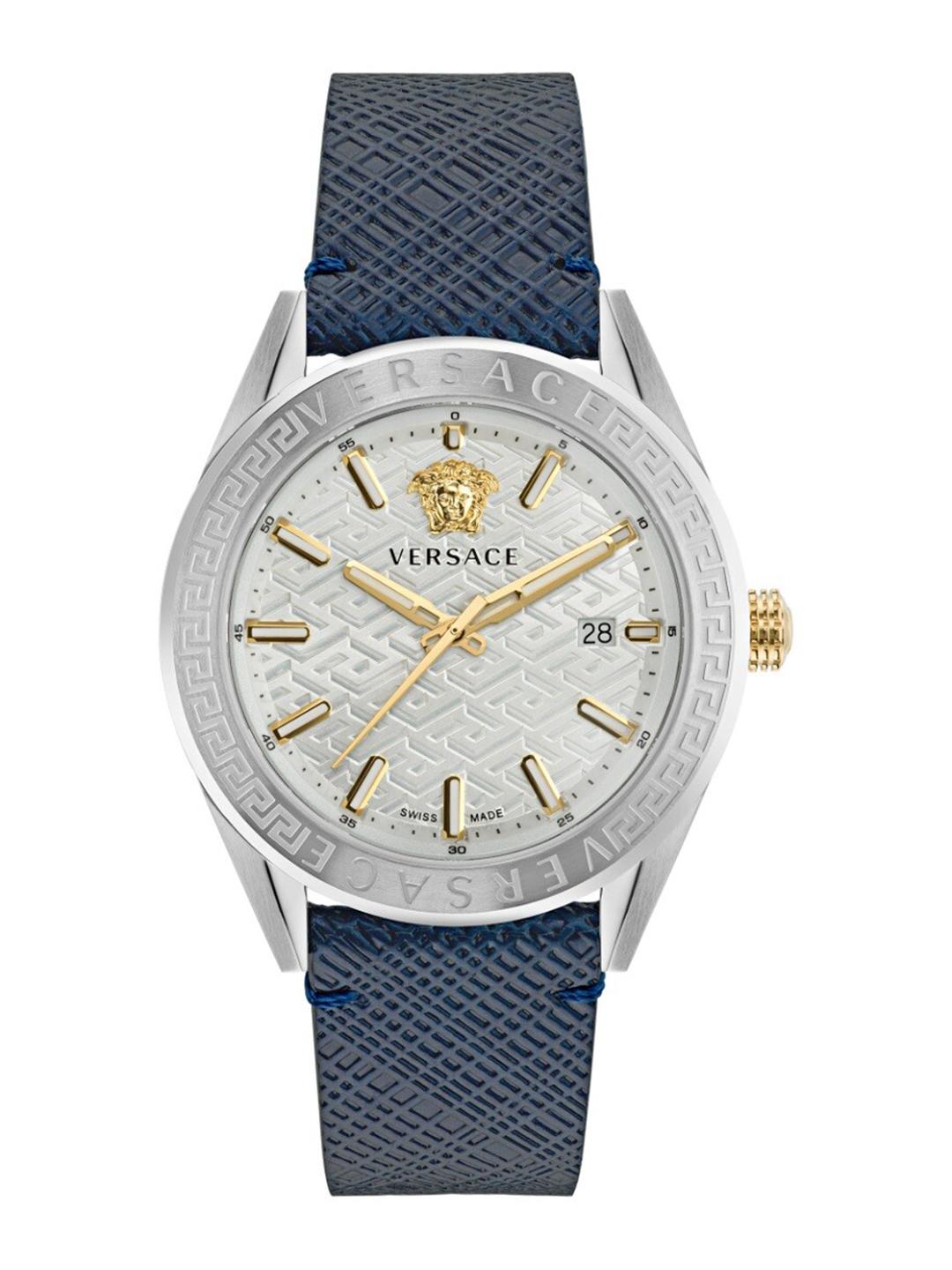 Buy Versace Men Textured Dial & Leather Straps Analogue Watch VE6A00123 ...