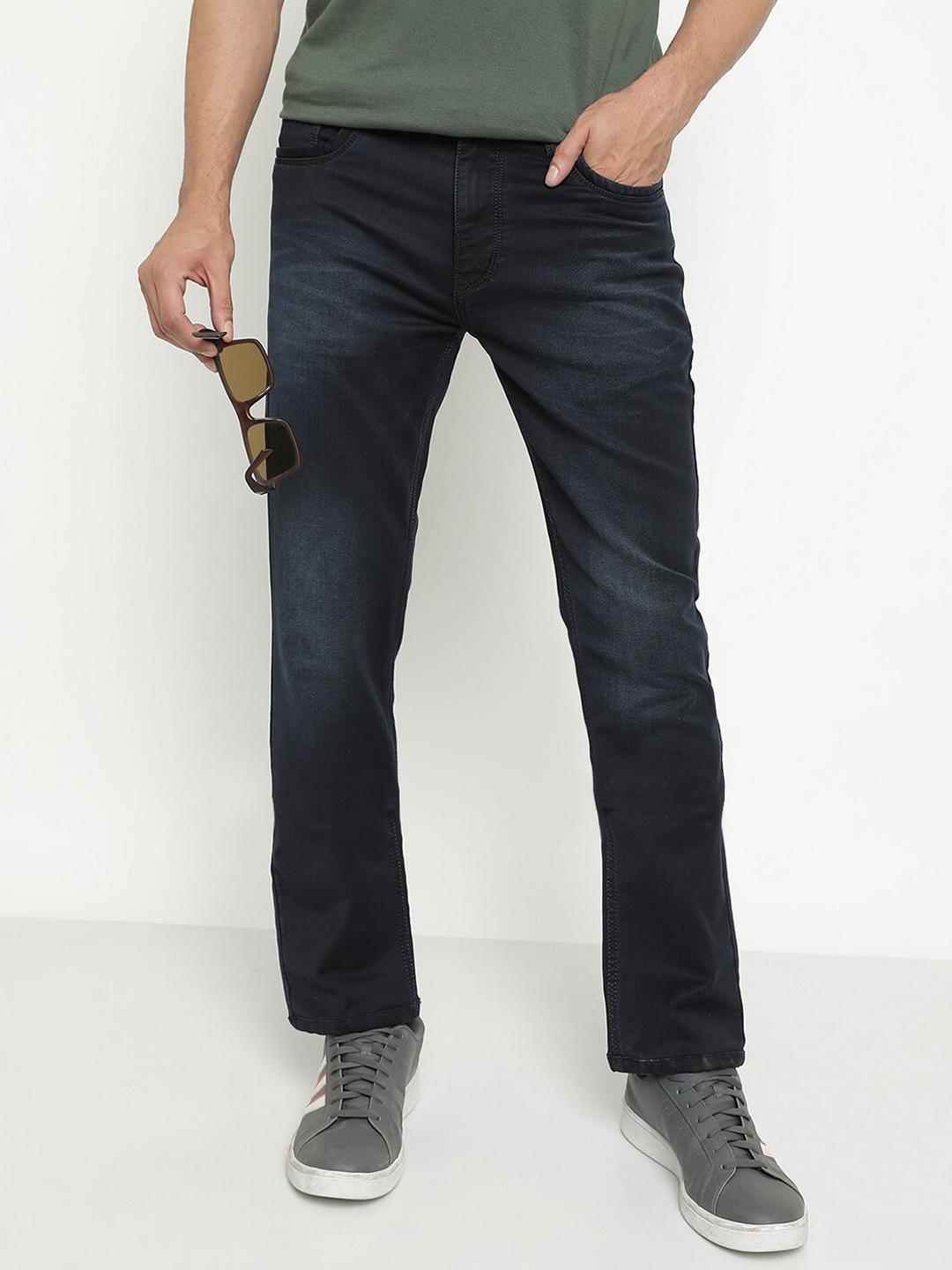 Buy Octave Men Mid Rise Dark Shade Light Fade Clean Look Stretchable ...