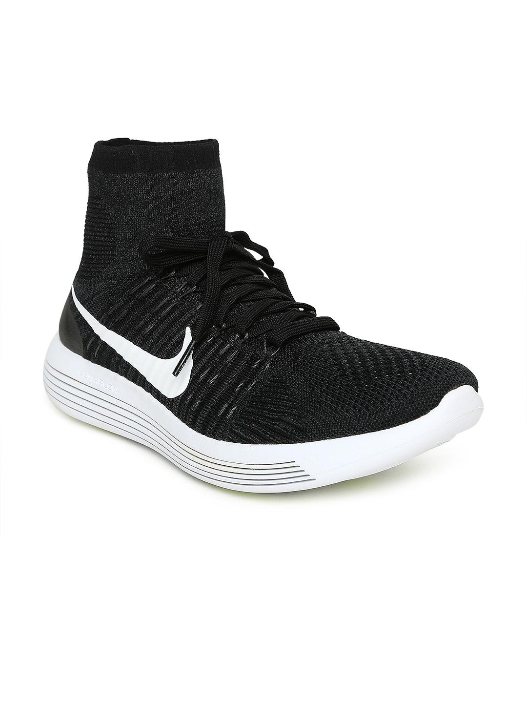 Buy Nike Men Black Textile Mid Top Lunarepic Flyknit Running Shoes ...