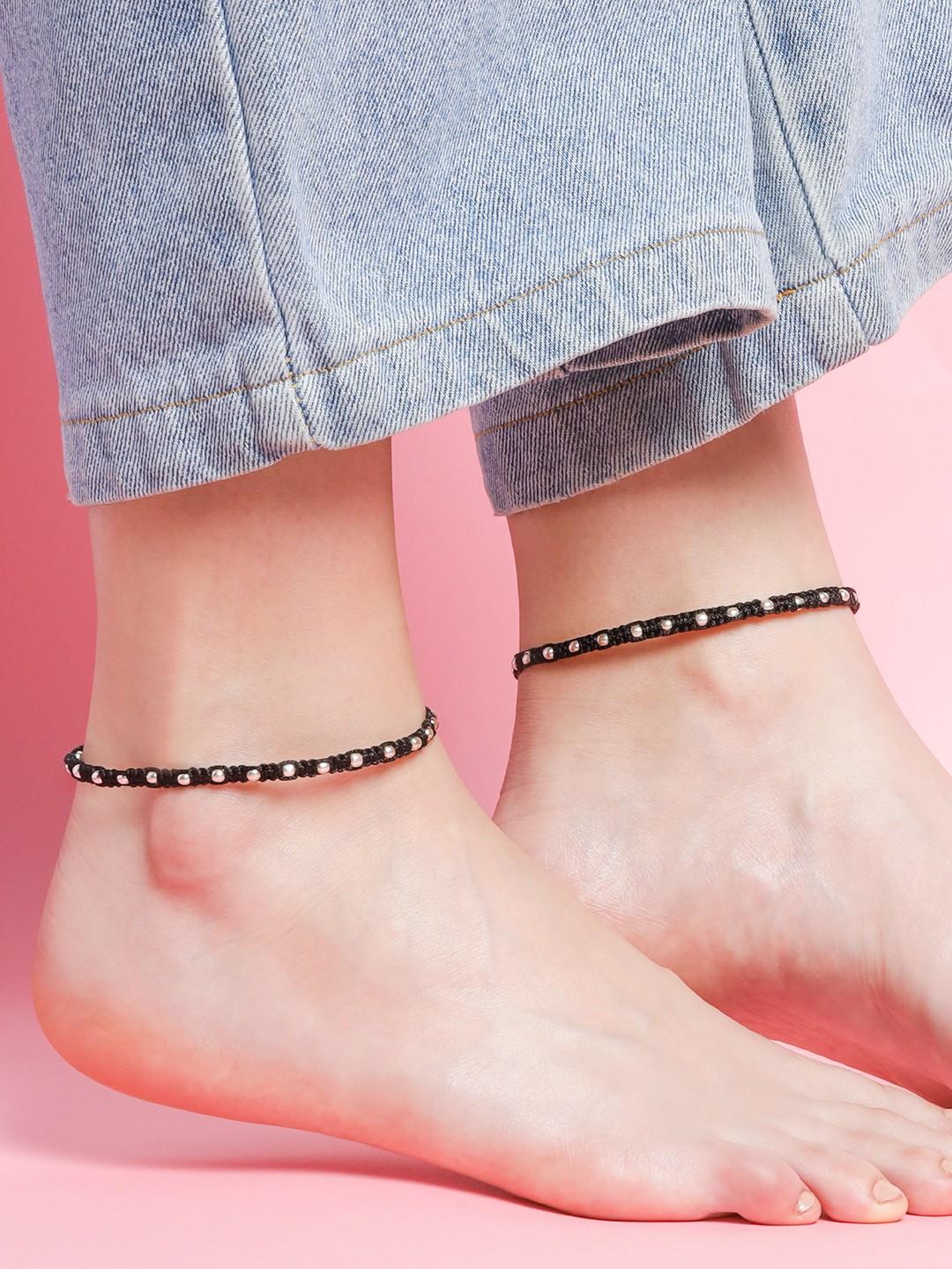 Buy Zavya Pack Of 2 925 Pure Silver Rhodium Plated Anklets - Anklet for ...