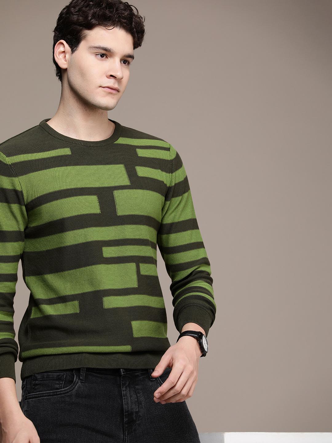 Buy French Connection Pure Cotton Striped Long Sleeves Knitted Pullover ...