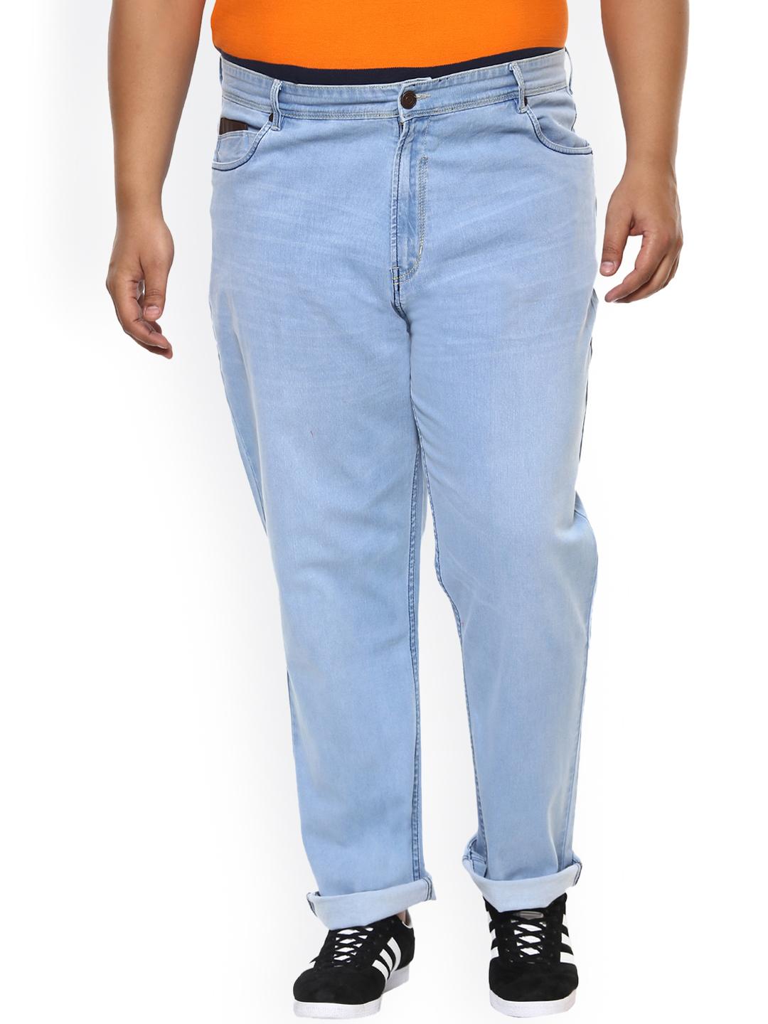 Buy John Pride Plus Size Men Blue Regular Fit Mid Rise Clean Look ...