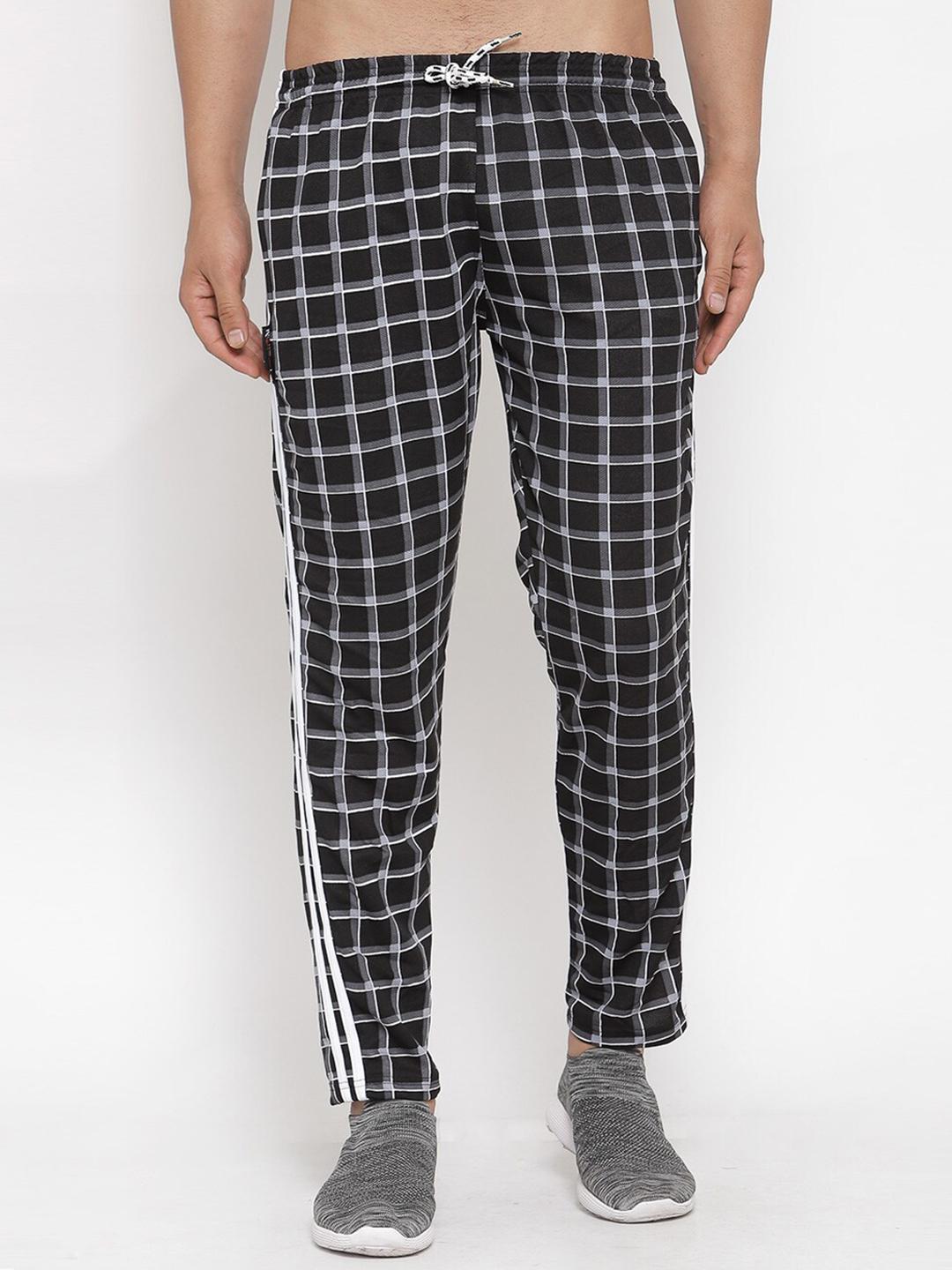 Buy KLOTTHE Men Checked Mid Rise Relaxed Fit Track Pants - Track Pants ...