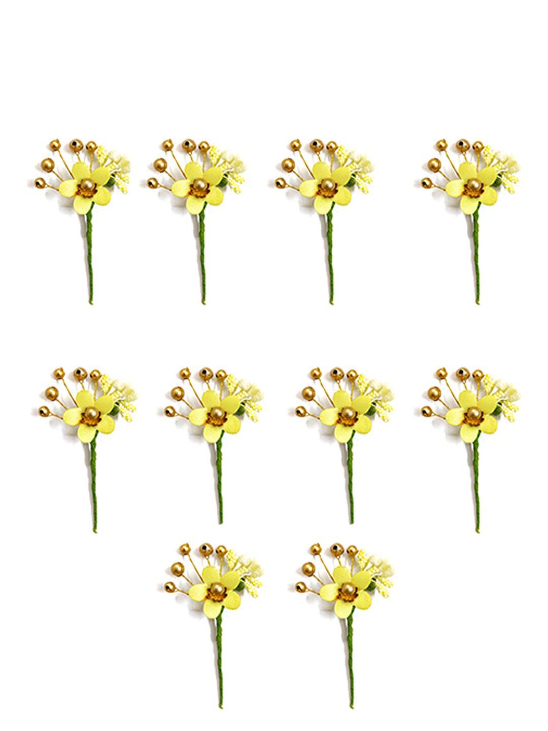 Buy Hair Flare Women Set Of 10 Artificial Round Shape Flower Hair ...