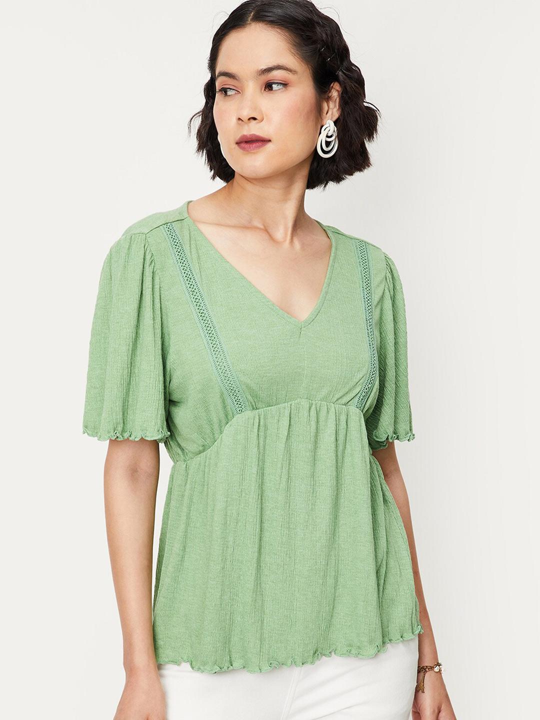 Buy Max V Neck Flared Sleeves Empire Top - Tops for Women 22721132 | Myntra