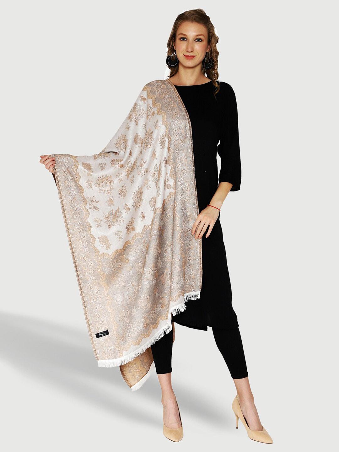 Buy SWI Stylish Women Ethnic Motifs Woven Design Woollen Stole - Stoles ...