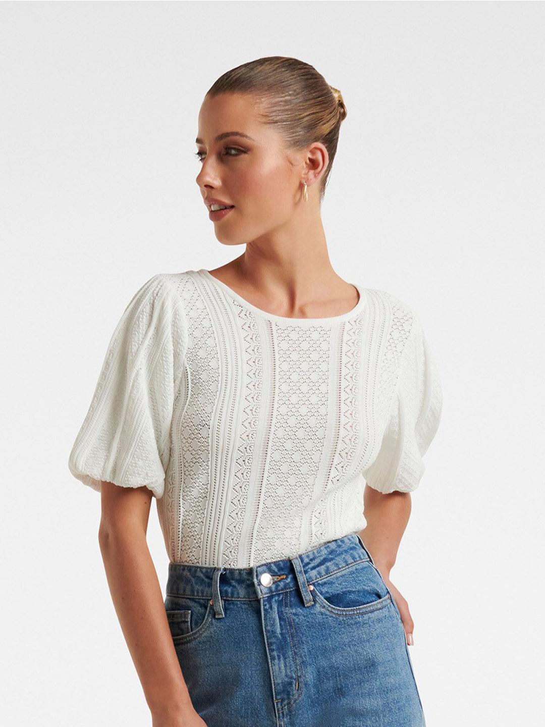 Buy Forever New Self Design Puff Sleeves Top - Tops for Women 22743804 ...
