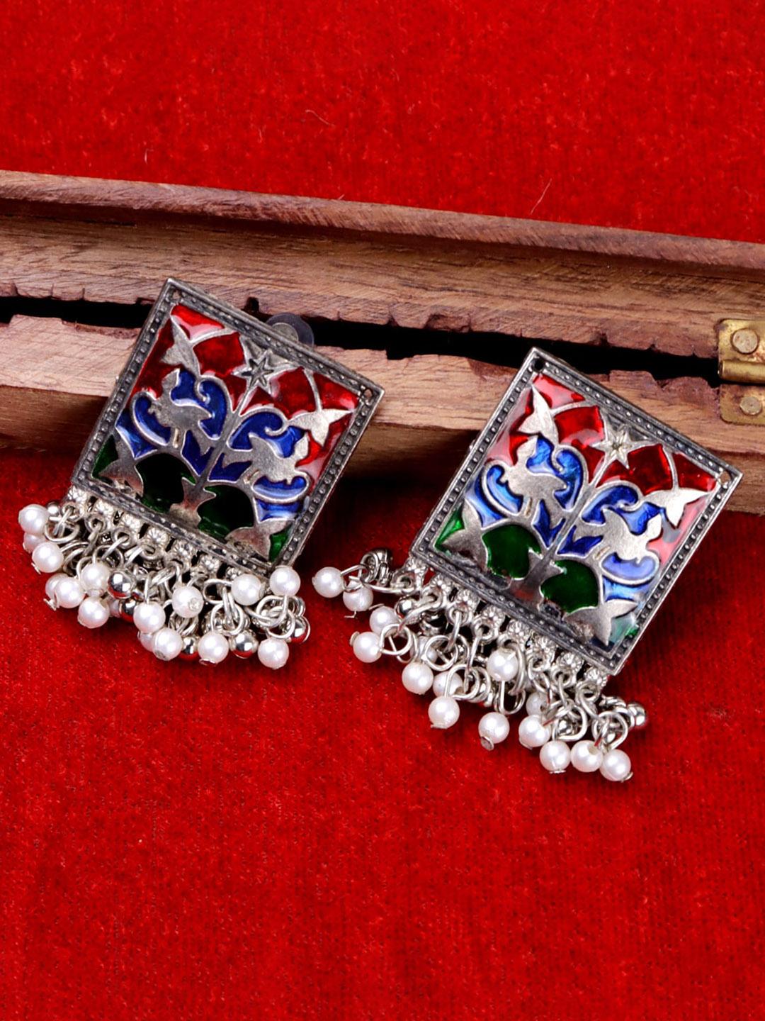 Buy Krelin Traditional Ethnic Square Studs Earrings - Earrings for ...