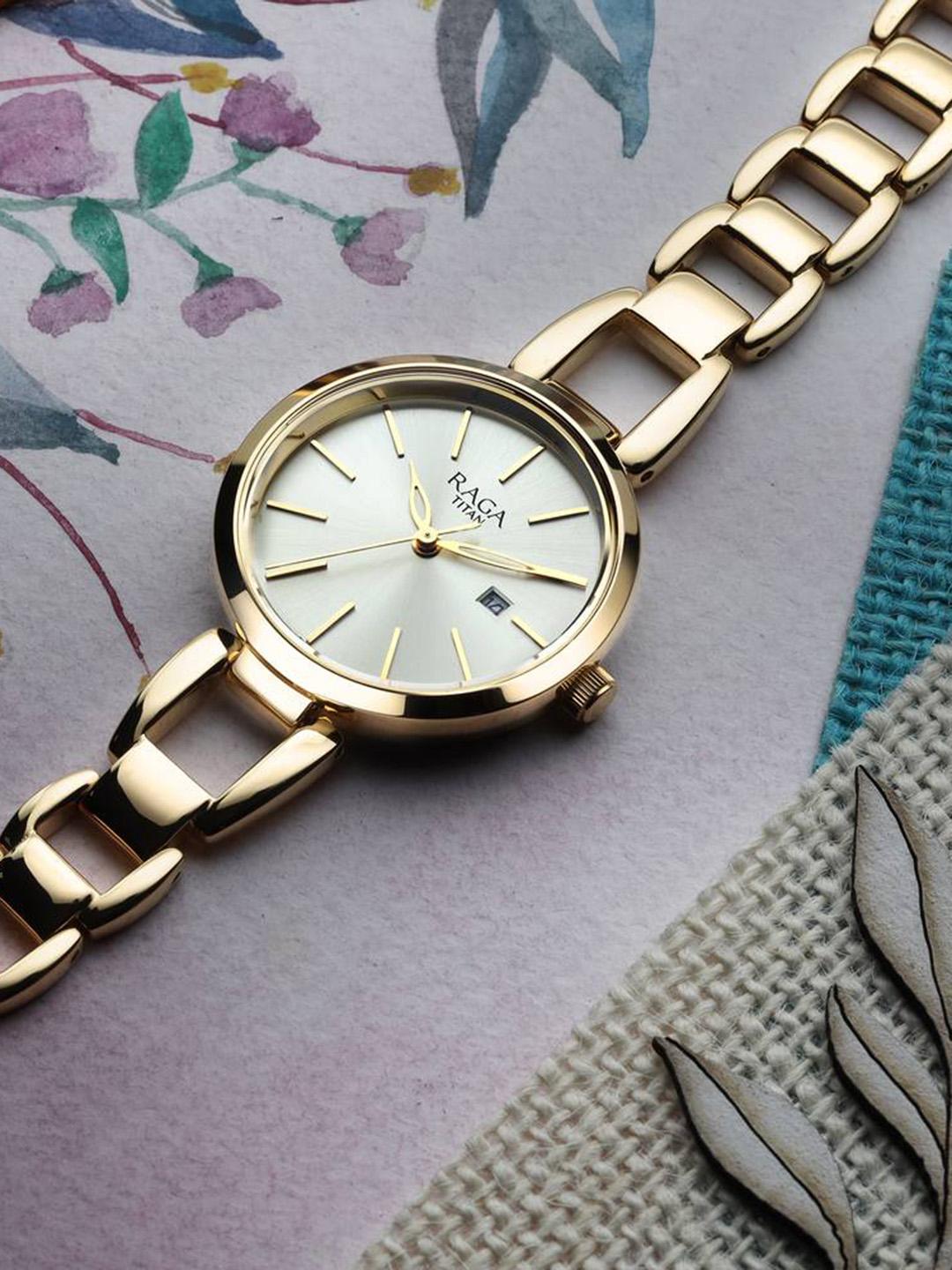 Buy Titan Raga Viva Quartz Analog With Golden Dial Watch For Women ...