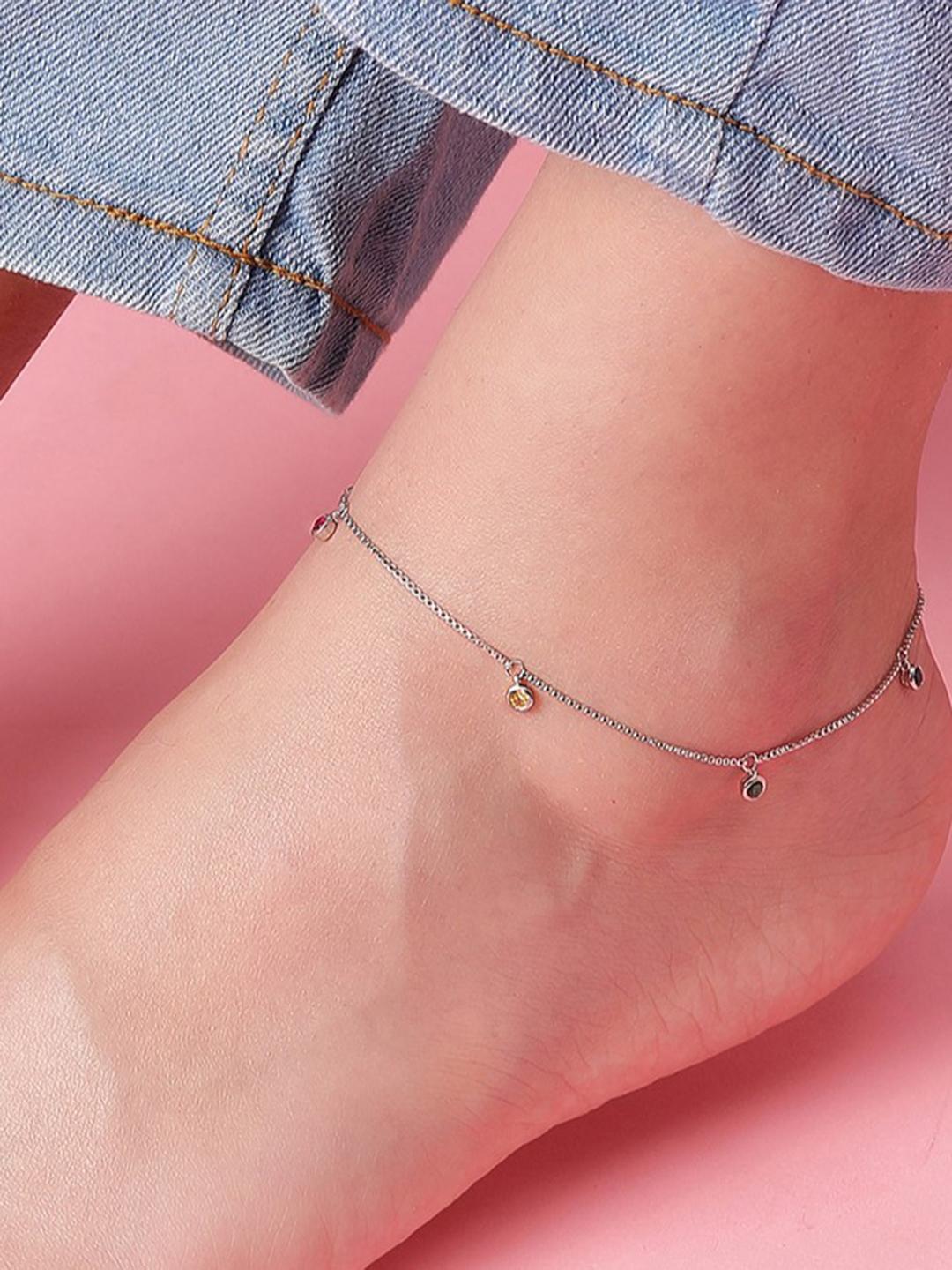 Buy Zavya Rhodium Plated Pearls Sterling Silver Anklet - Anklet for ...