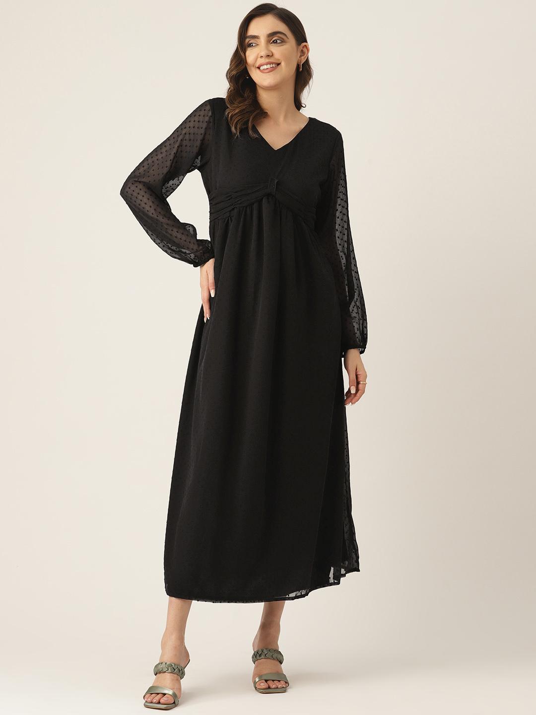 Buy LABEL REGALIA Black Chiffon A Line Maxi Dress - Dresses for Women ...