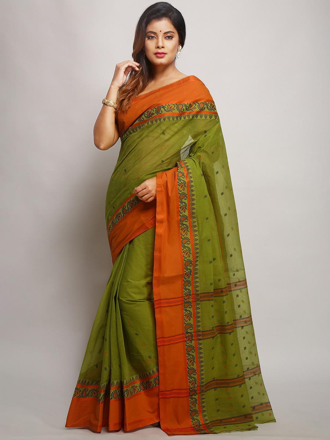 Buy WoodenTant Ethnic Motif Pure Cotton Taant Saree - Sarees for Women ...