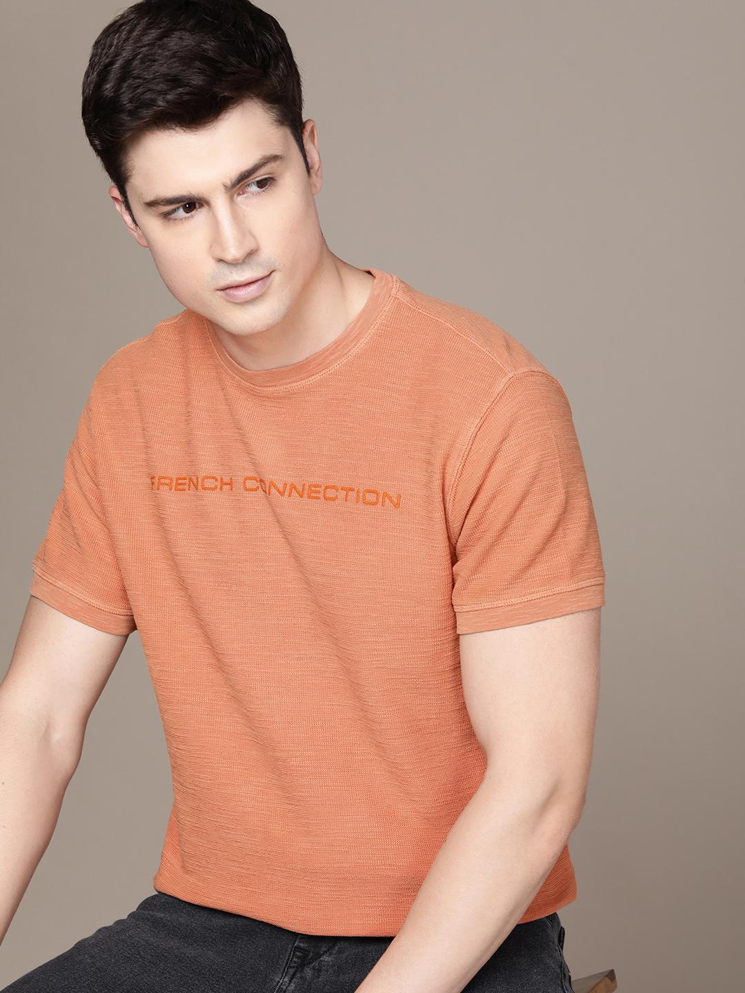 Buy French Connection Brand Logo Embroidered Pure Cotton T Shirt ...