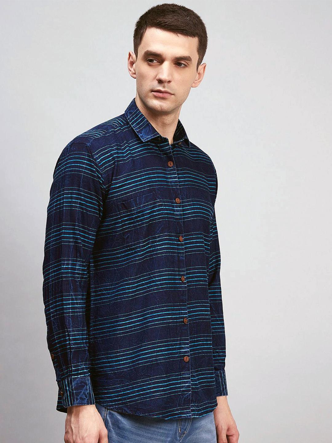 Buy Shaftesbury London Classic Fit Slim Fit Horizontal Stripes Oxford ...