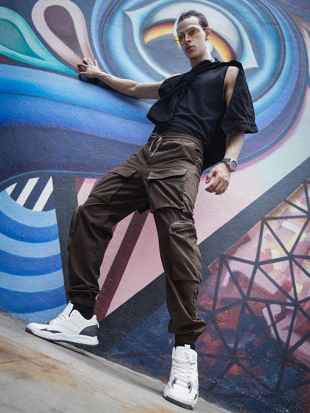 Buy The Indian Garage Co Men Solid Cotton Cargos Trousers - Trousers ...