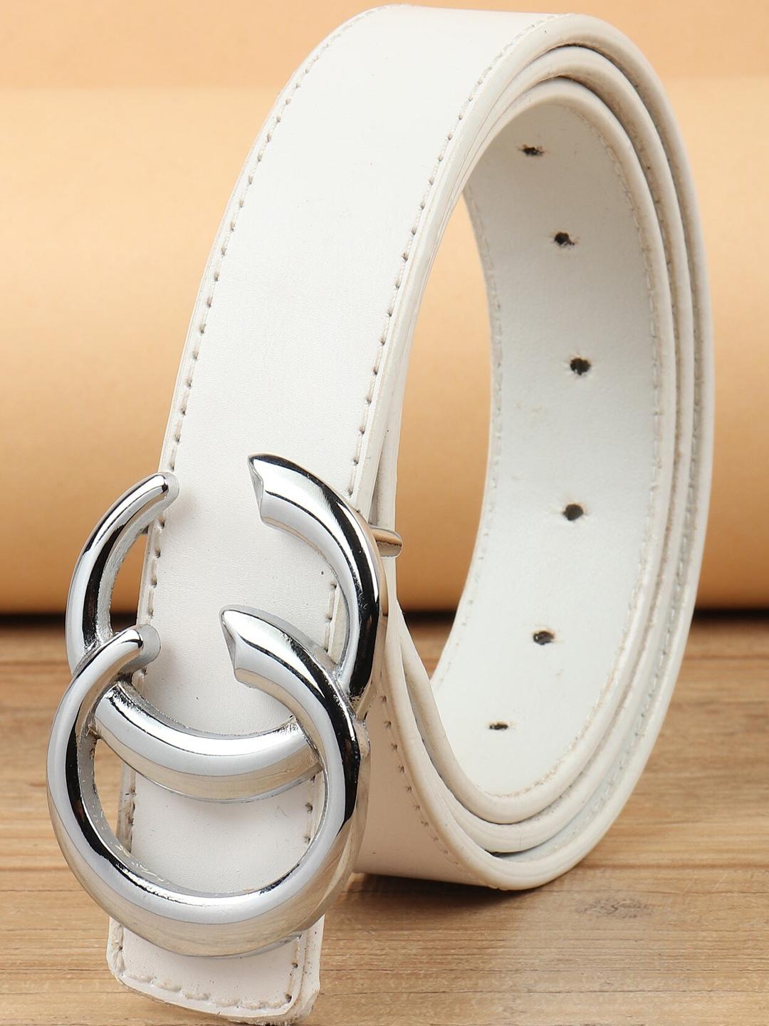 Buy DressBerry Women White Synthetic Leather Push Pin Formal Belt ...
