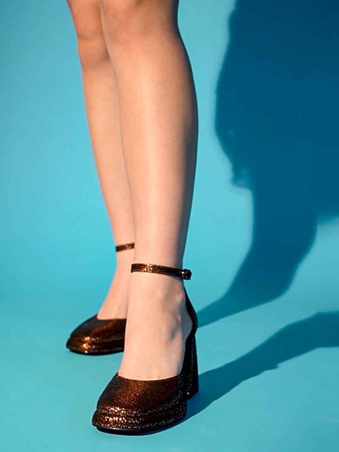 Buy Saint G Embellished Round Toe Leather Block Heels With Ankle Loop ...
