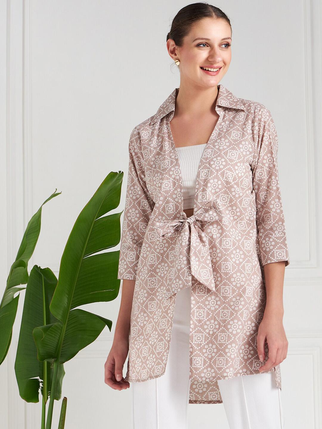 Buy Athena Immutable Women Printed Cotton Tie Up Shrug - Shrug for ...