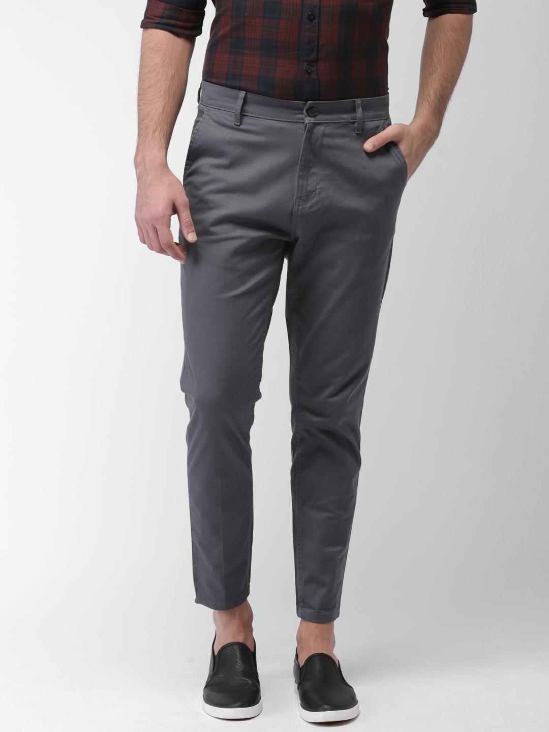 Buy HIGHLANDER Men Grey Tapered Fit Chinos - Trousers for Men 2290040 ...