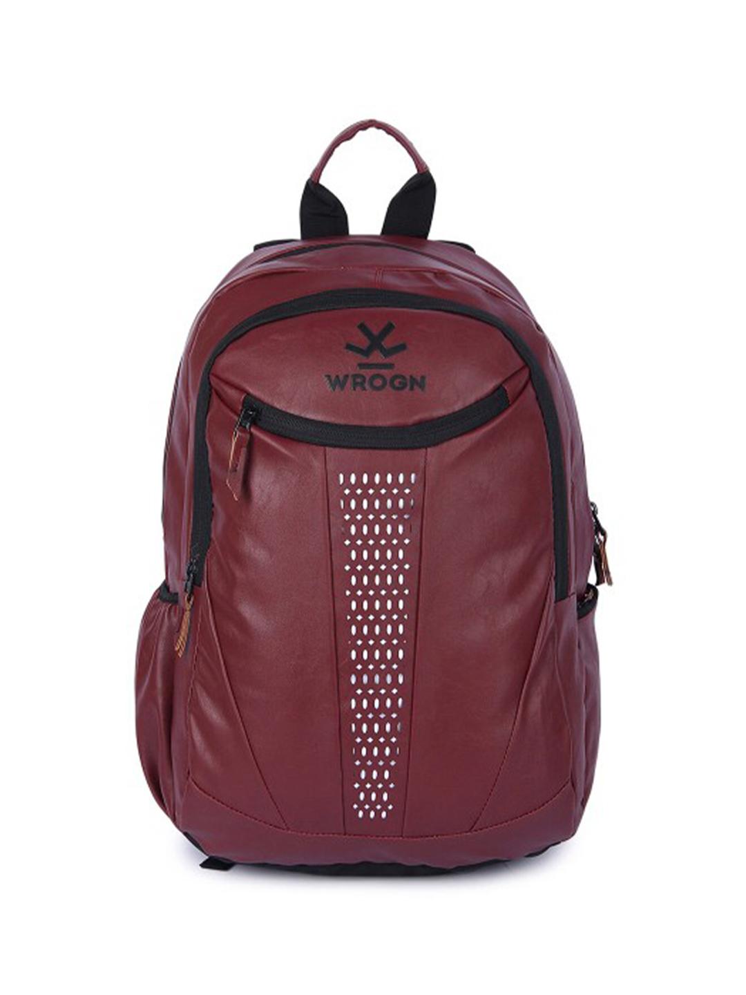 Buy WROGN Unisex Maroon Embellished Backpack With Reflective Strip ...