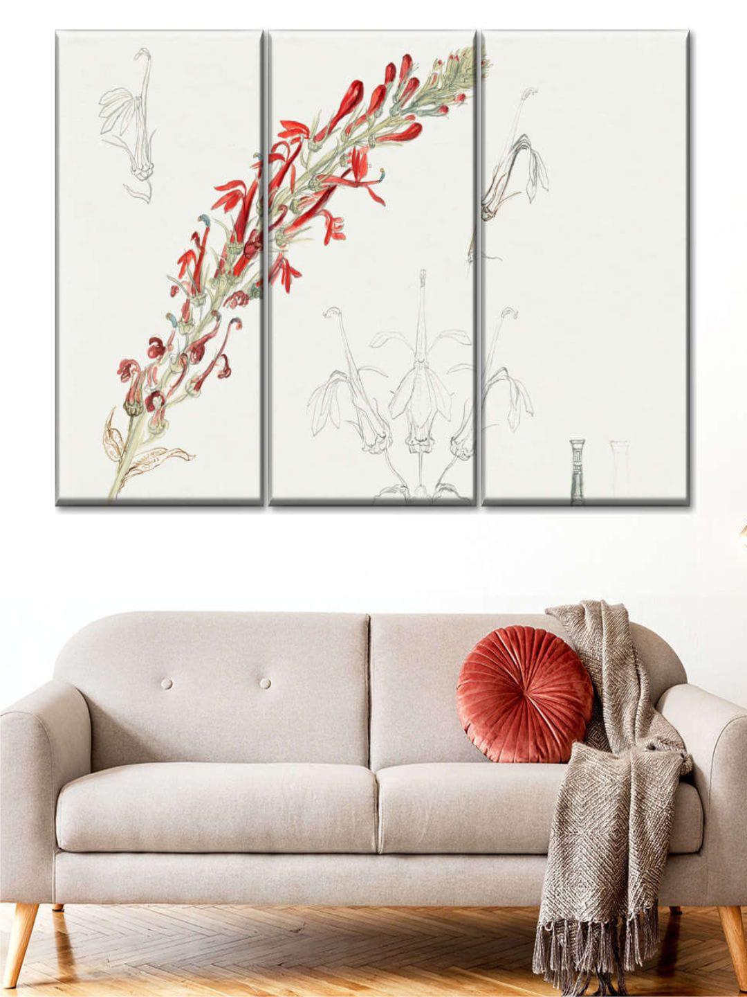 Buy POSTERS AND TRUSS Red & White 3 Pieces Painting Wall Art - Wall Art ...