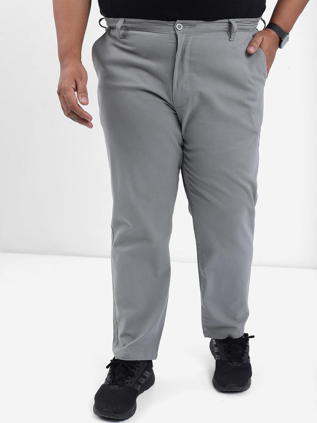 Buy HIGHLANDER Men Grey Plus Size Slim Fit Chinos Trousers - Trousers ...