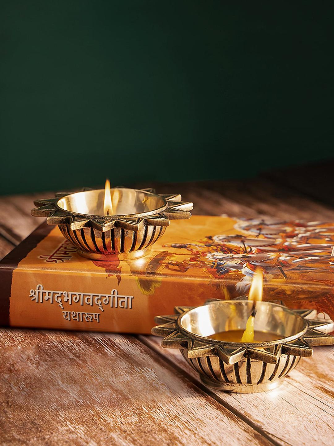 Buy DecorTwist Brass Durable Diwali Diyas - Pooja Essentials for Unisex ...