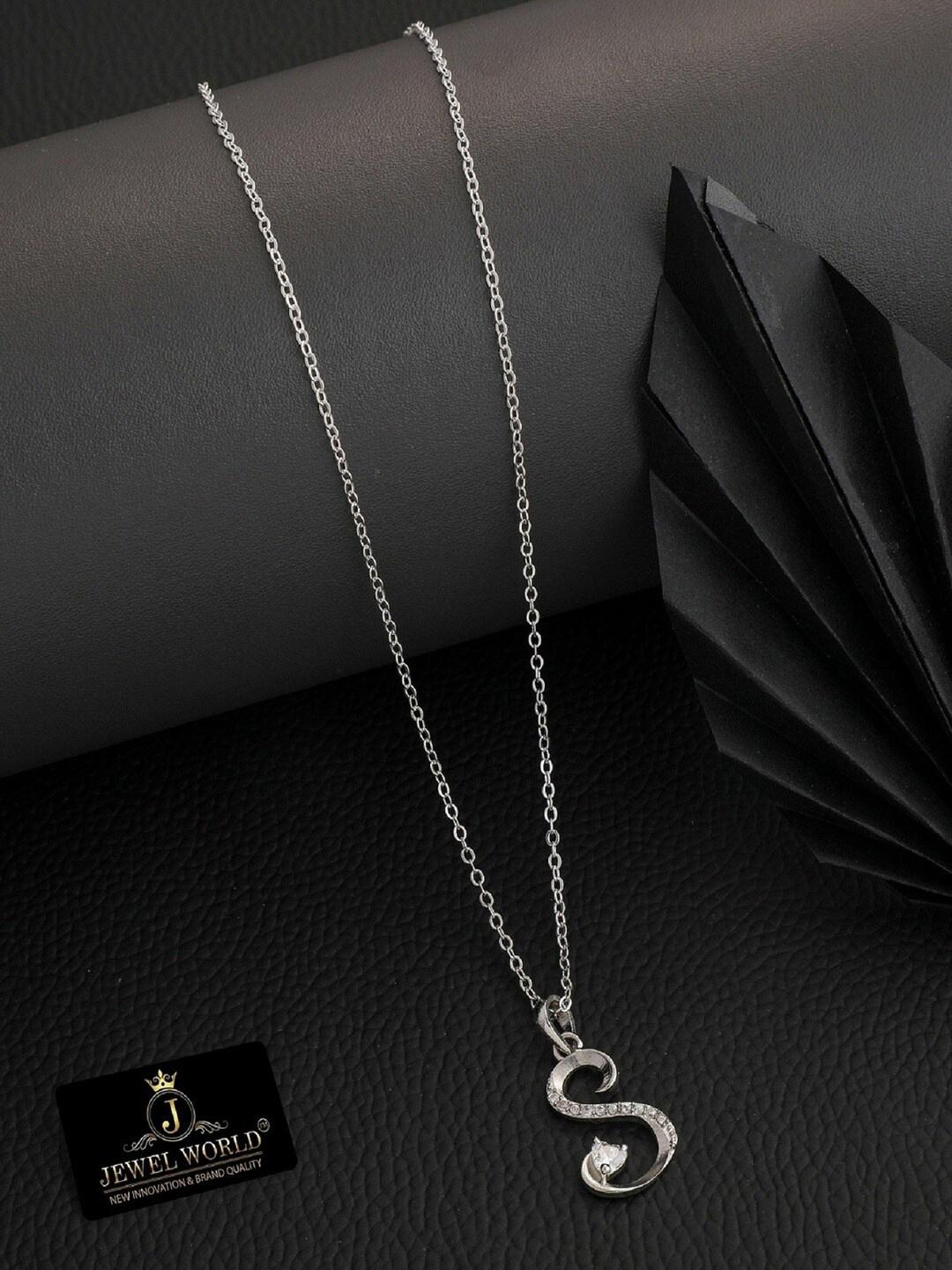Buy JEWEL WORLD Silver Plated S Letter Stone Studded Necklace ...