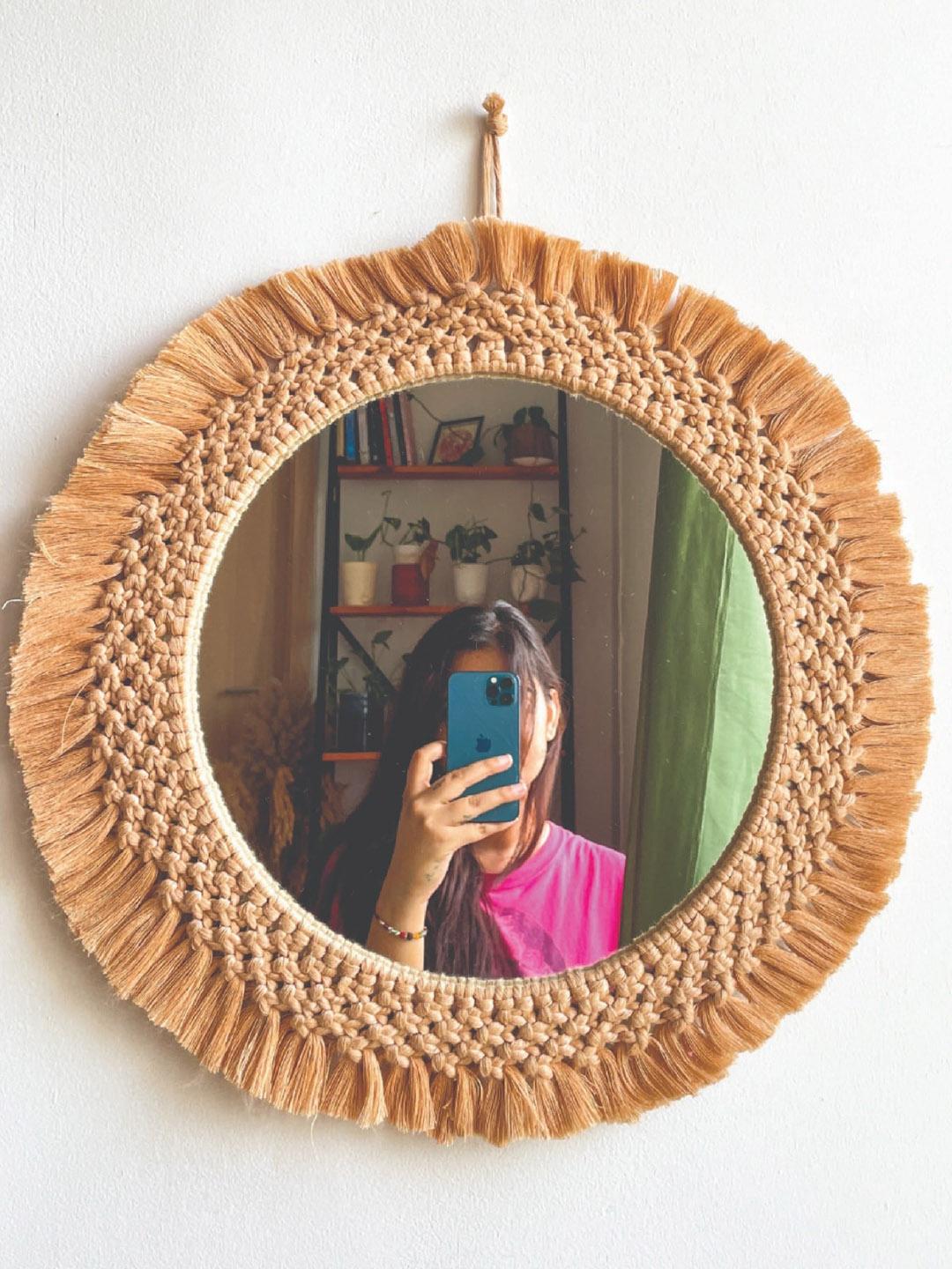 Buy Story Of Knots Brown Square Knot Macrame Wall Mirror - Mirrors for ...