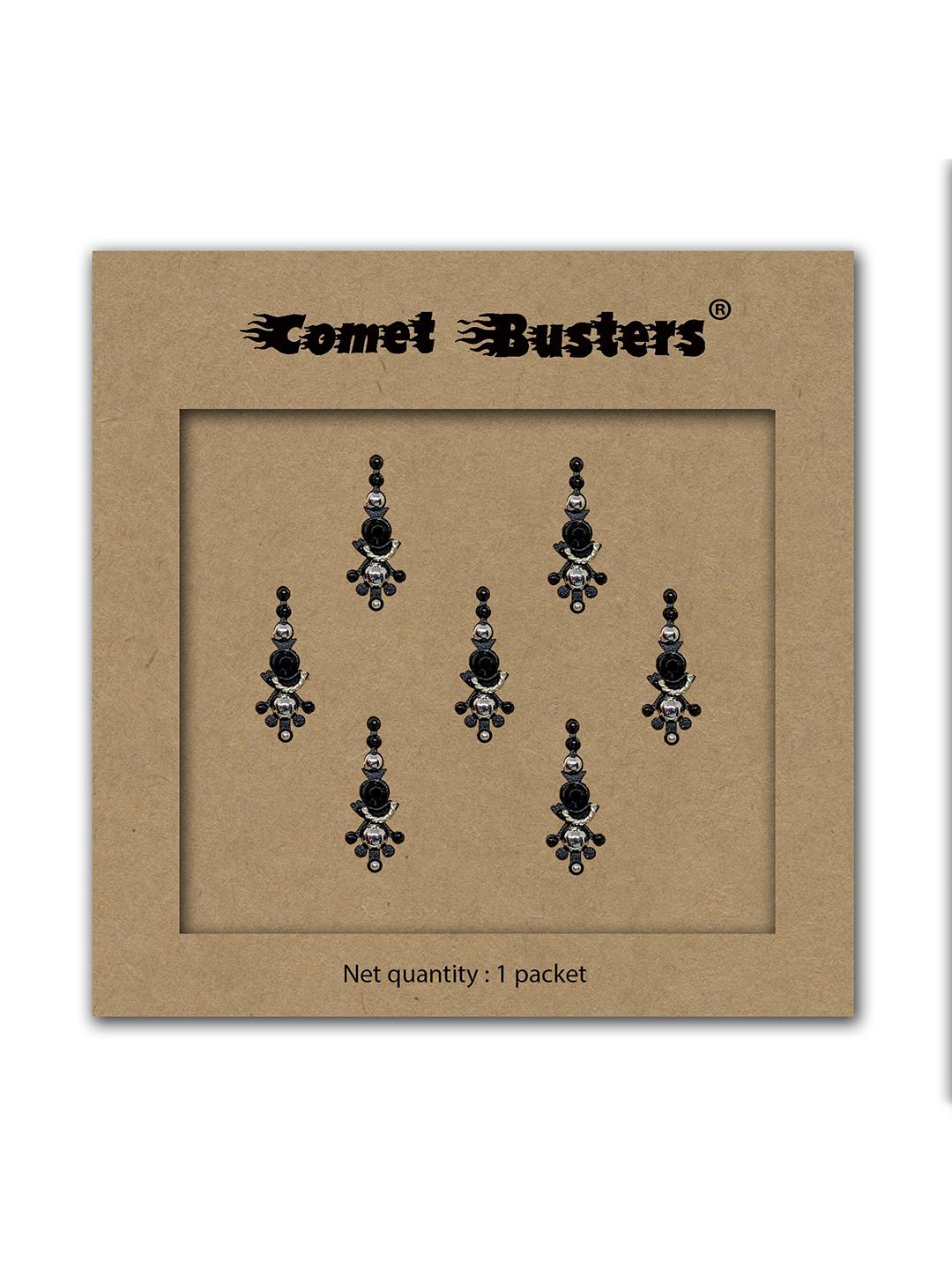 Buy Comet Busters Black Embellished Reusable Designer Bindis 7 Pcs ...