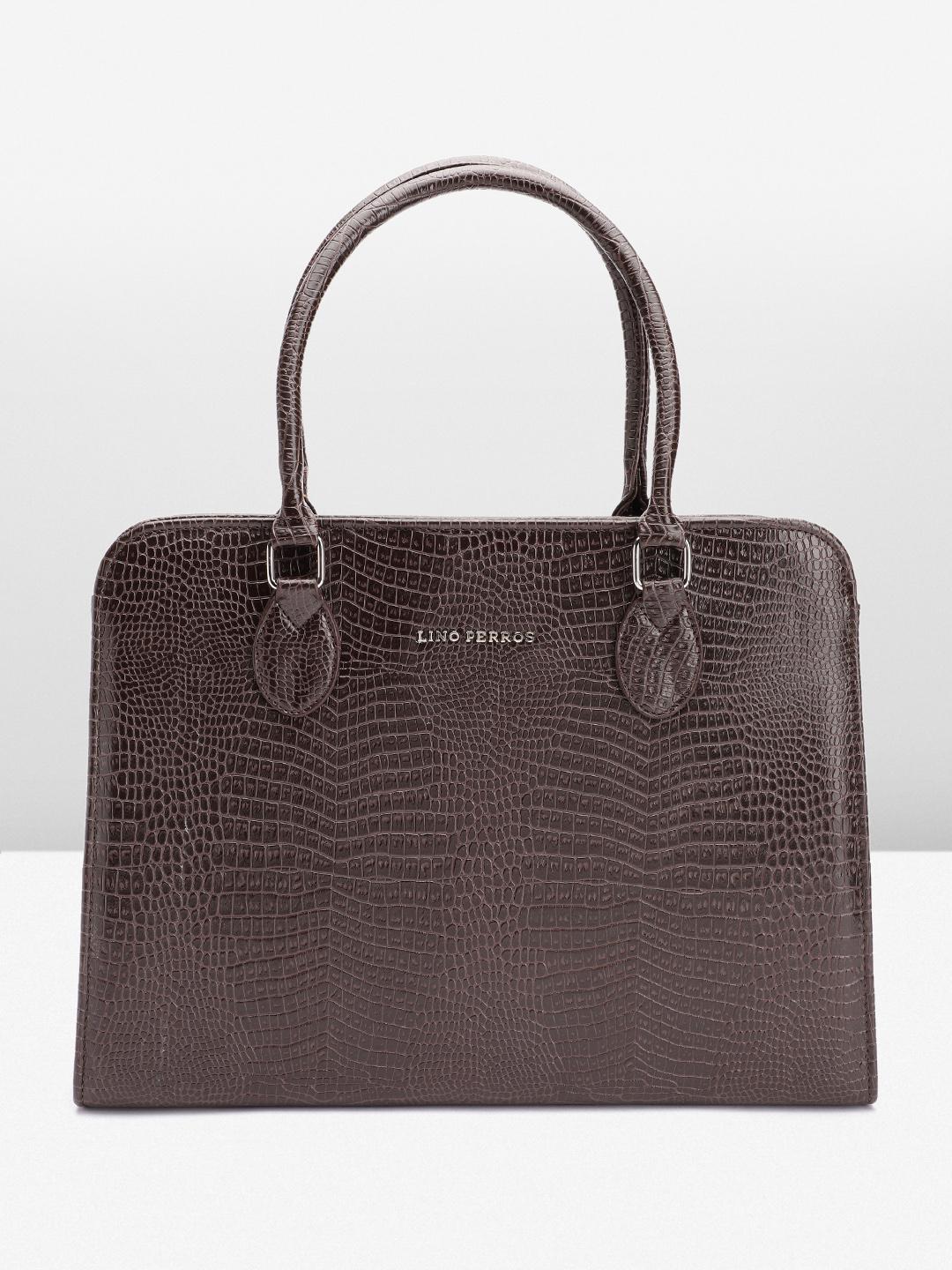 Buy Lino Perros Croc Textured Structured Shoulder Bag - Handbags for ...