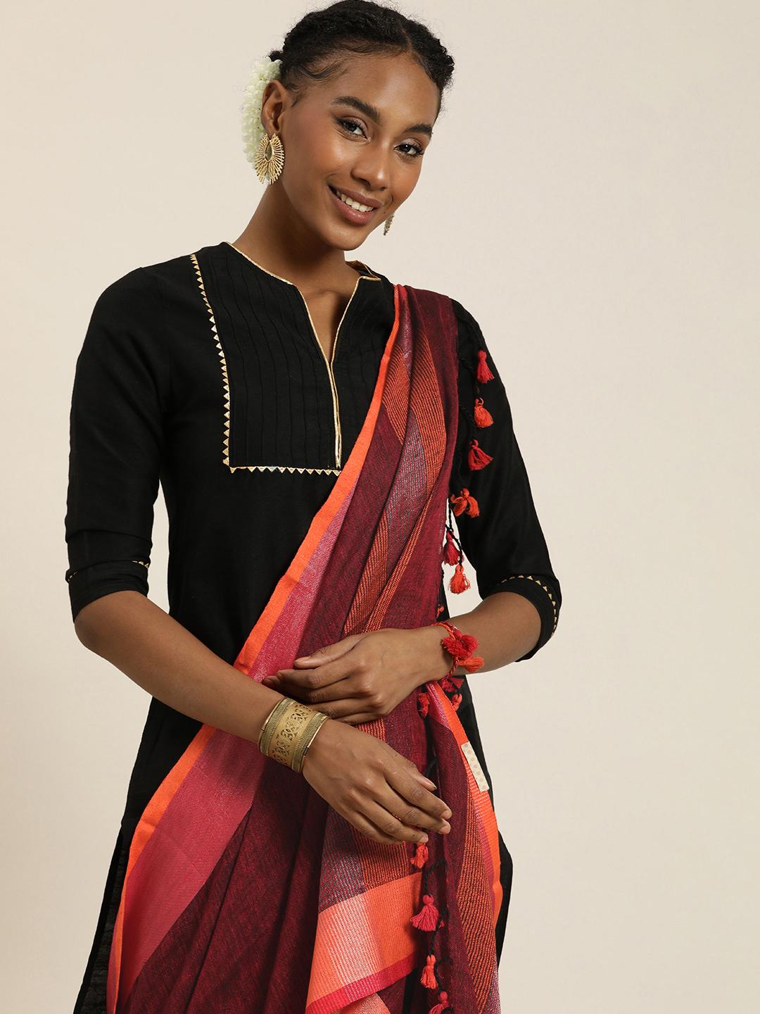 Buy Taavi Solid Fringed Linen Dupatta - Dupatta for Women 23036870 | Myntra