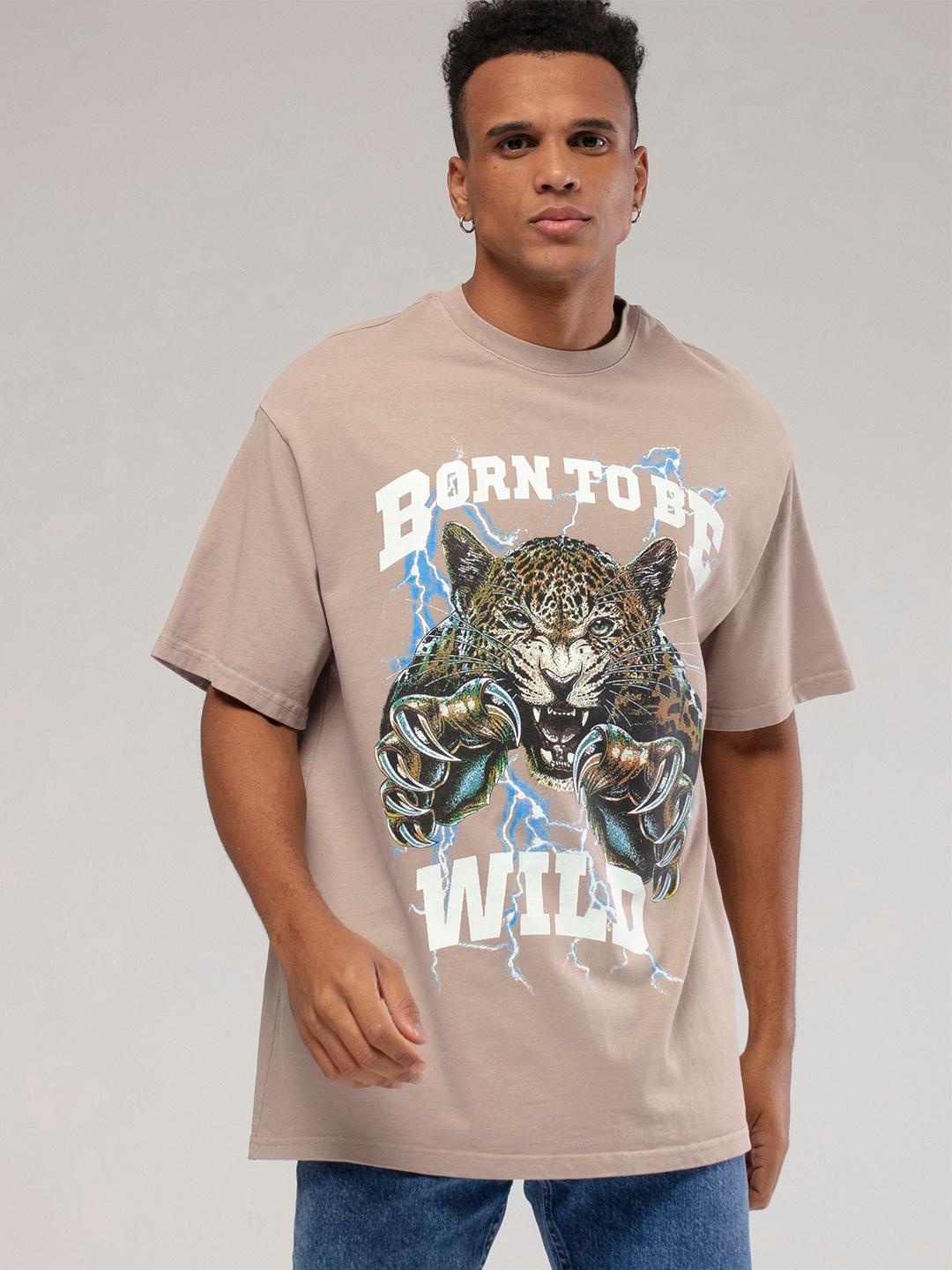 Buy Catch Printed Drop Shoulder Sleeves Pure Cotton Loose T Shirt ...