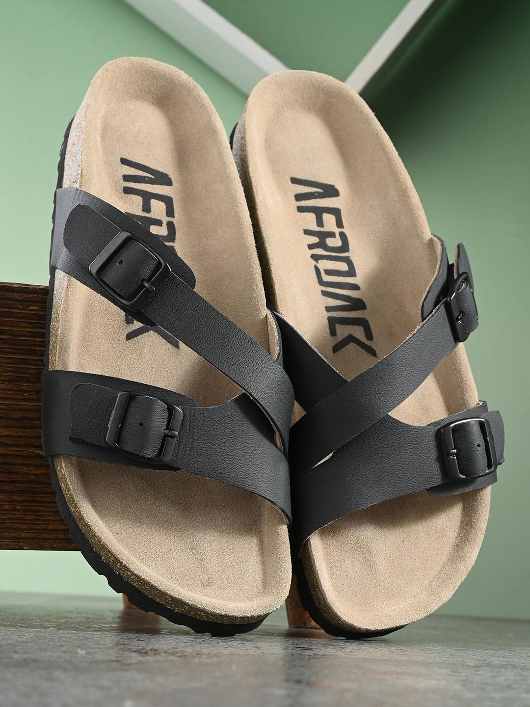 Buy AfroJack Women Leather Open Toe Flats With Buckle Detail - Flats ...
