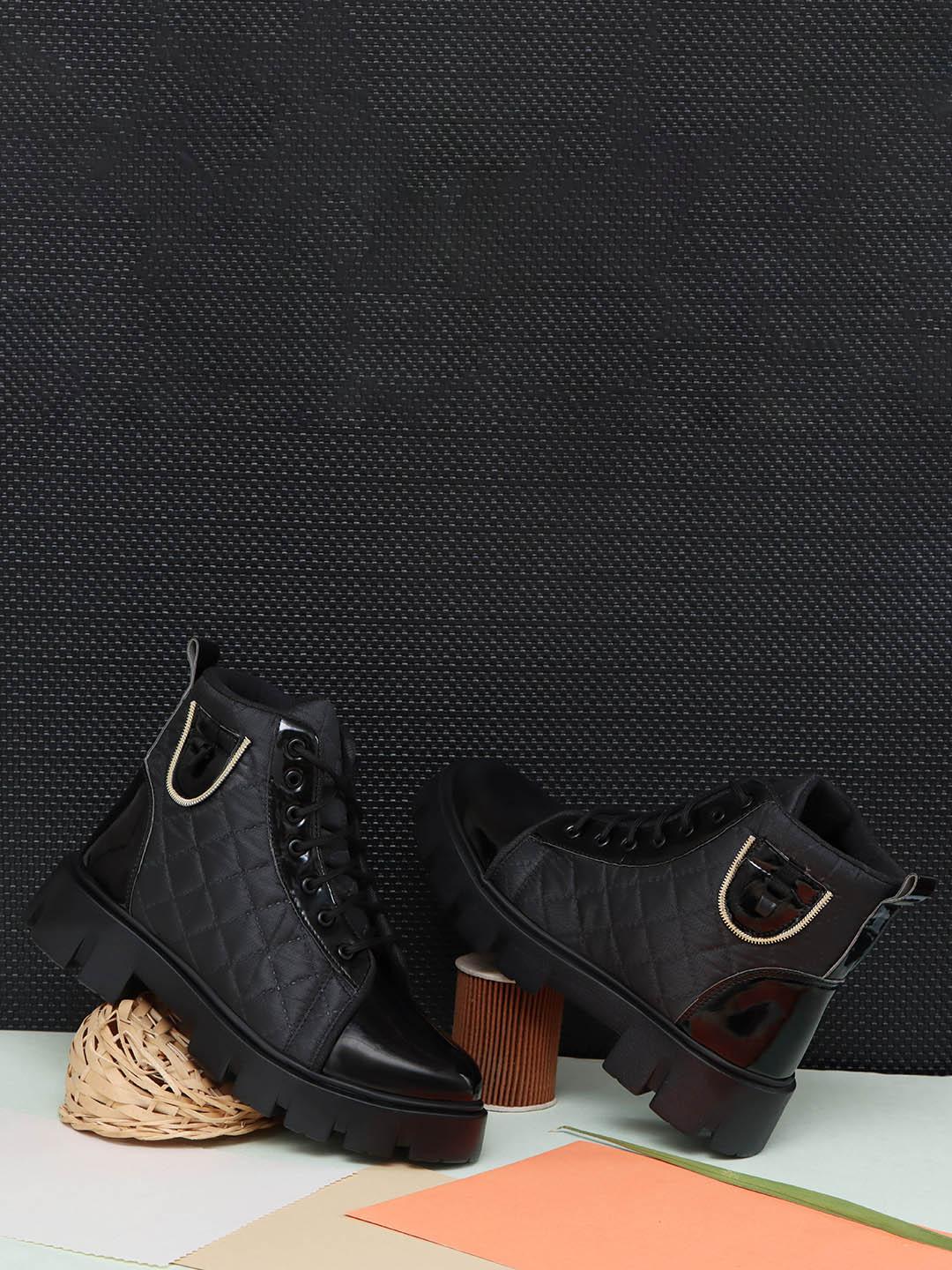 Buy Rising Wolf Men Quilted Mid Top Chunky Boots - Boots for Men ...