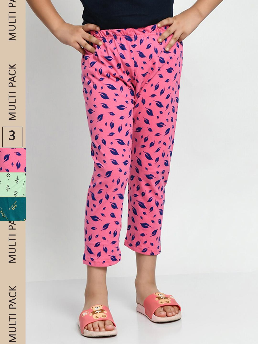 Buy BAESD Girls Pack Of 3 Printed Pure Cotton Capris - Capris for Girls ...