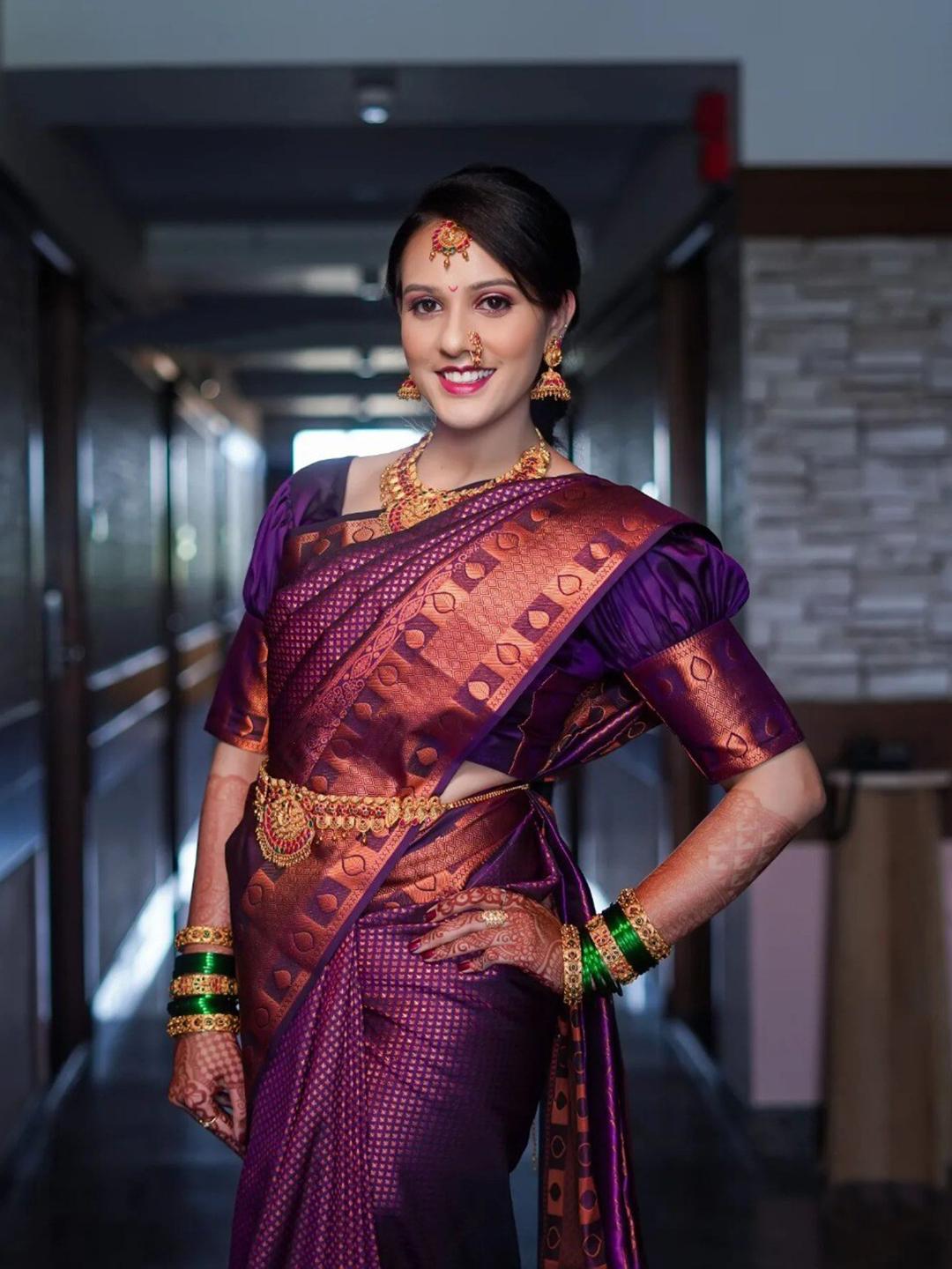 Buy MORLY Ethnic Woven Design Zari Kanjeevaram Saree - Sarees for Women ...