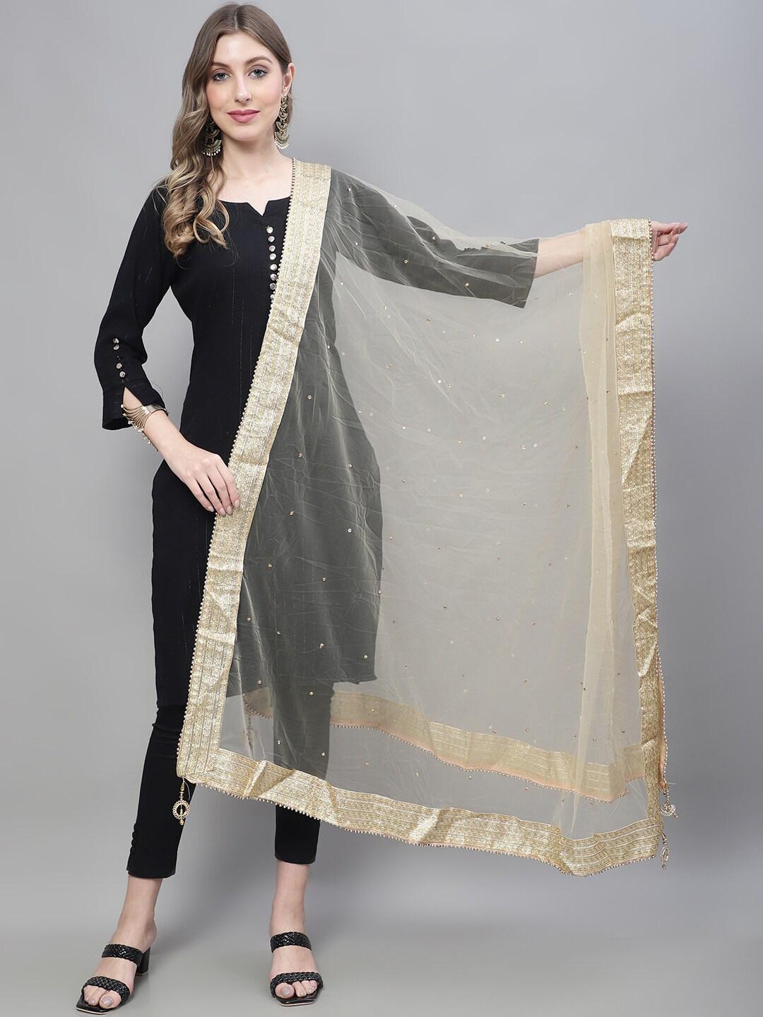 Buy LOOM LEGACY Polka Dots Beads And Stones Embroidered Dupatta ...