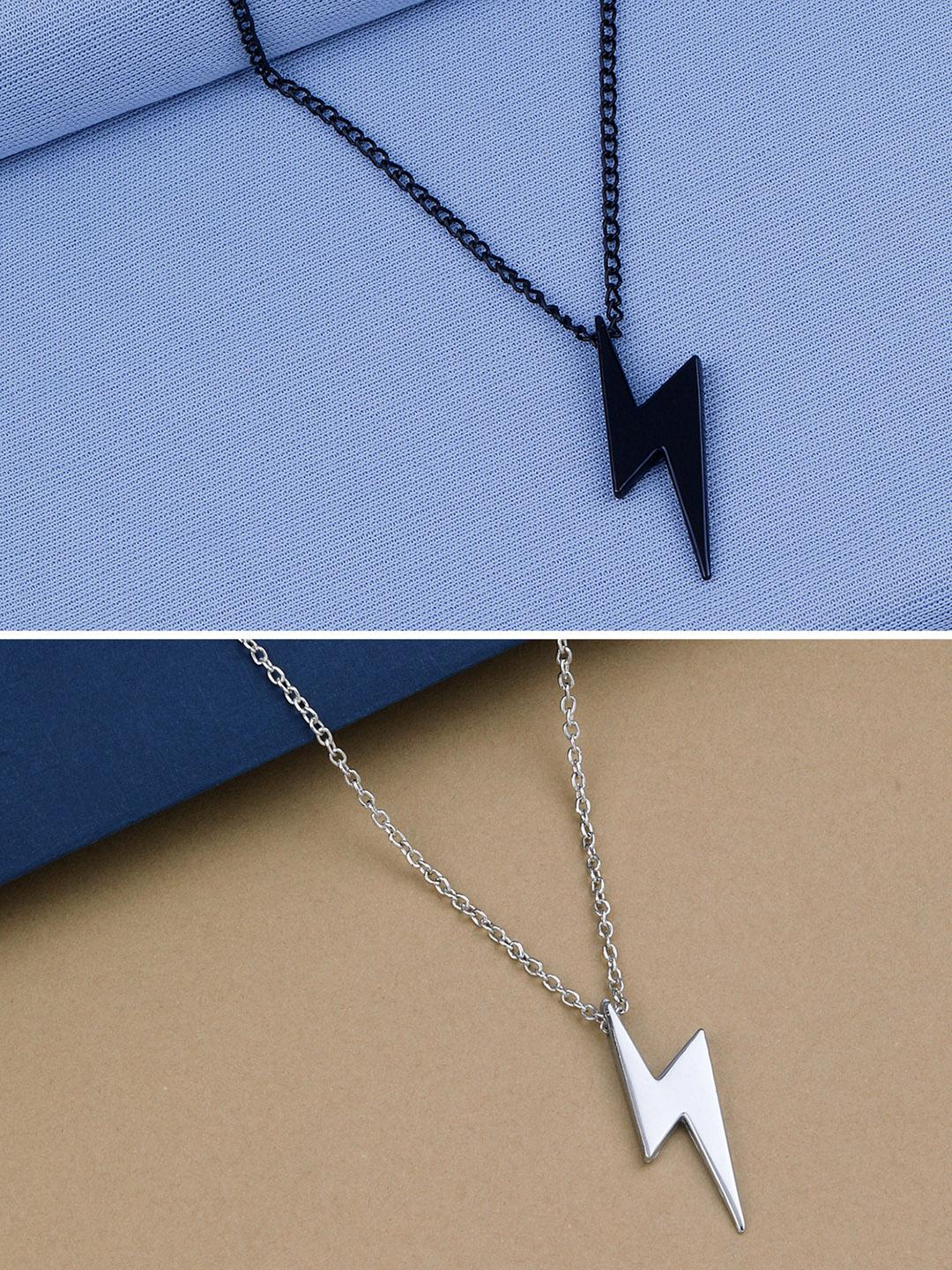 Buy Silver Shine Pack Of 2 Alloy Style Lightning Bolt Thunder Chain ...