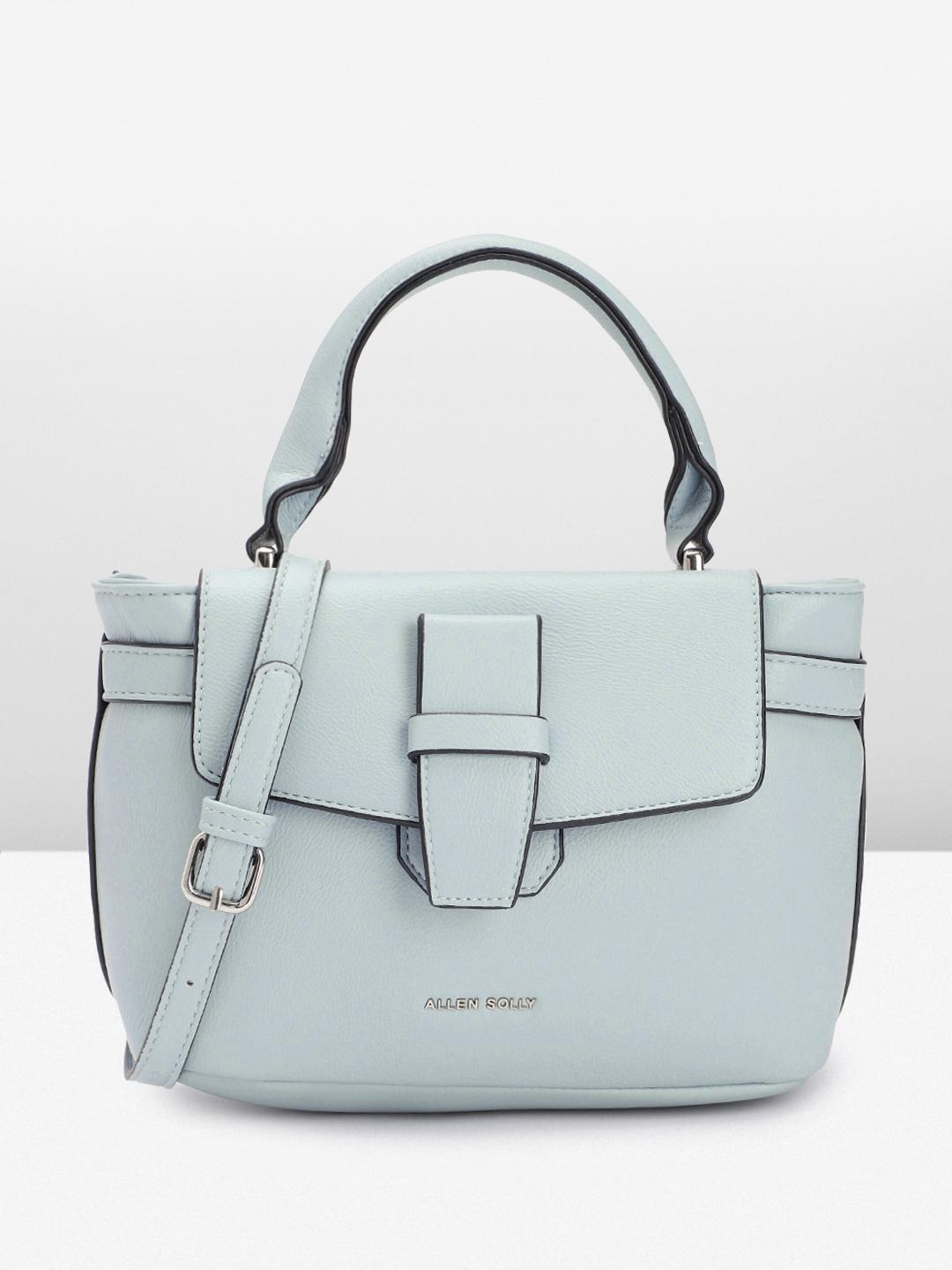 Buy Allen Solly Solid PU Structured Satchel With Buckle Detail ...