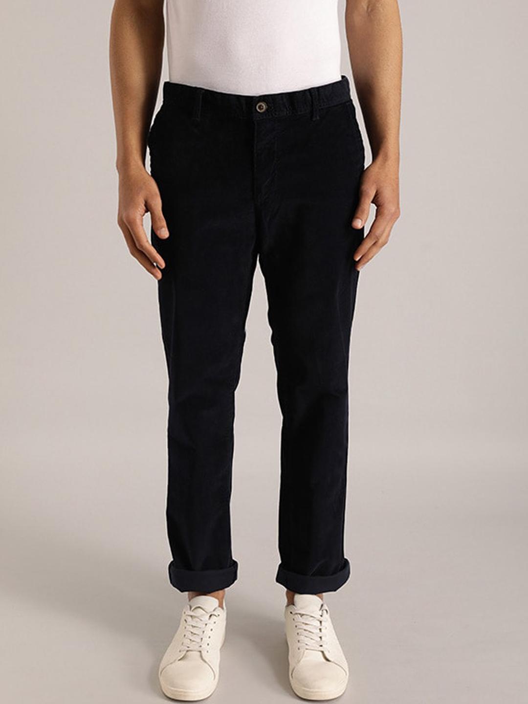 Buy Indian Terrain Men Brooklyn Pure Cotton Slim Fit Trousers ...