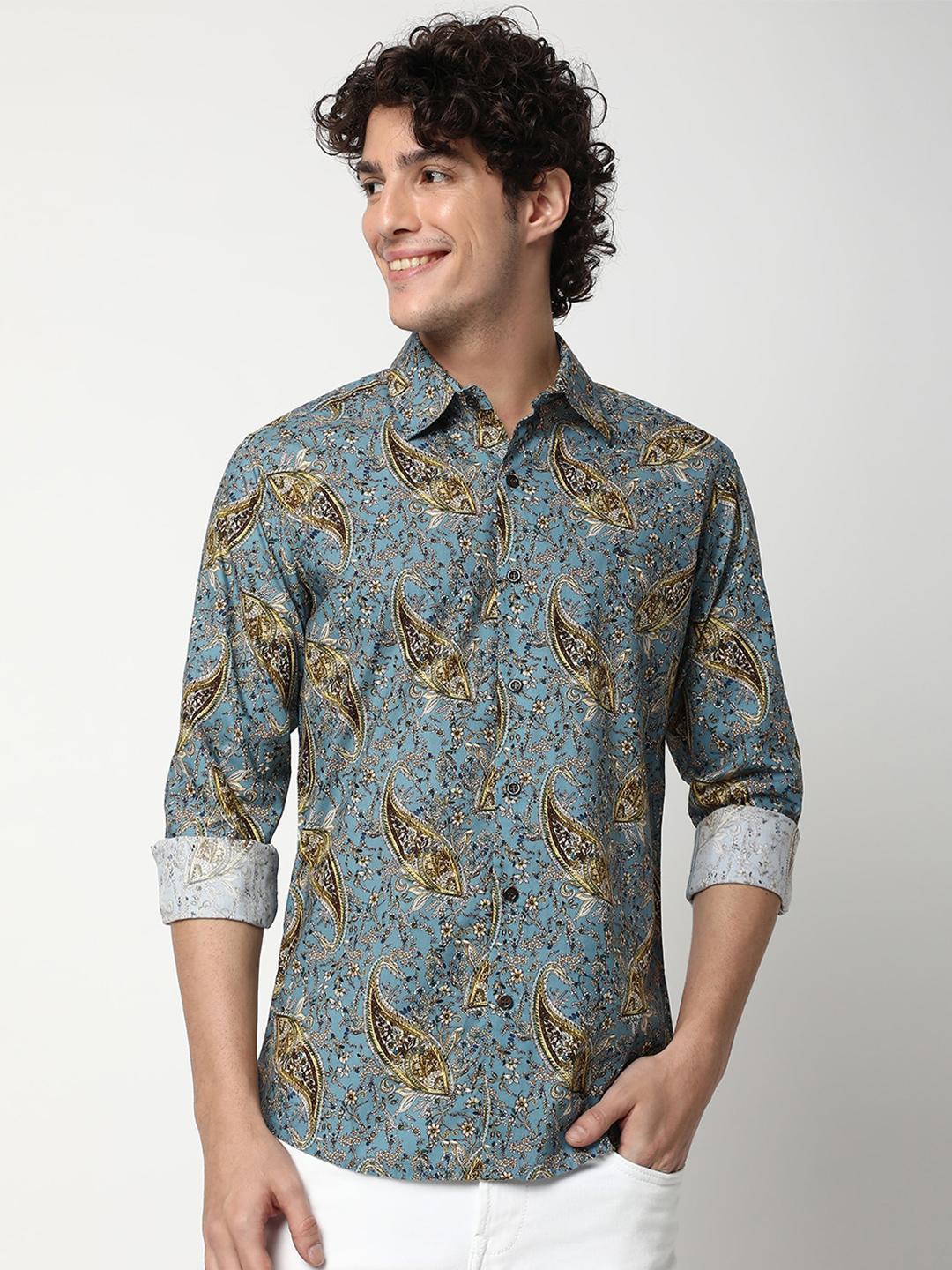 Buy Mufti Slim Fit Floral Opaque Printed Cotton Casual Shirt - Shirts ...
