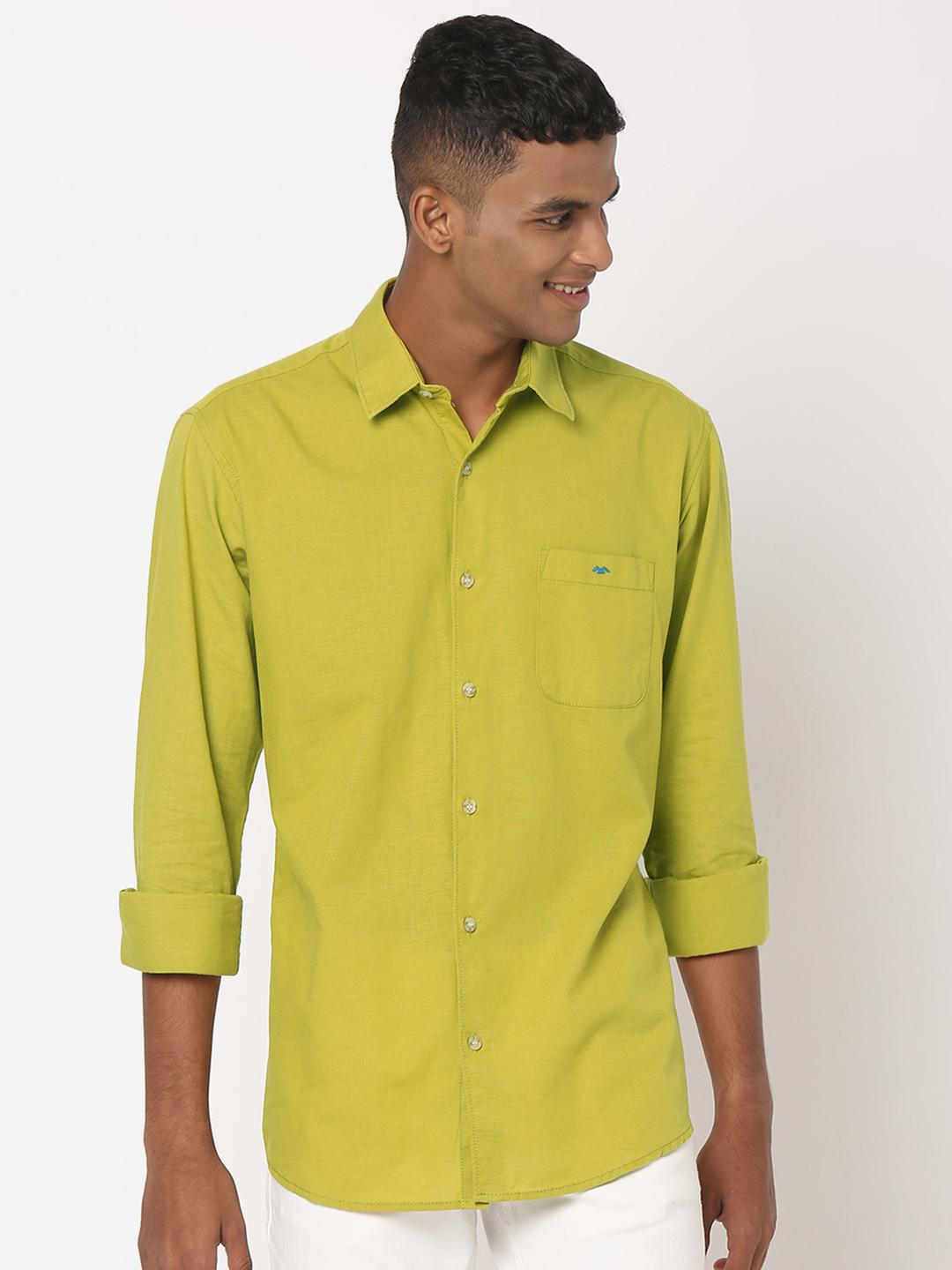 Buy Mufti Spread Collar Slim Fit Casual Cotton Linen Shirt - Shirts for ...