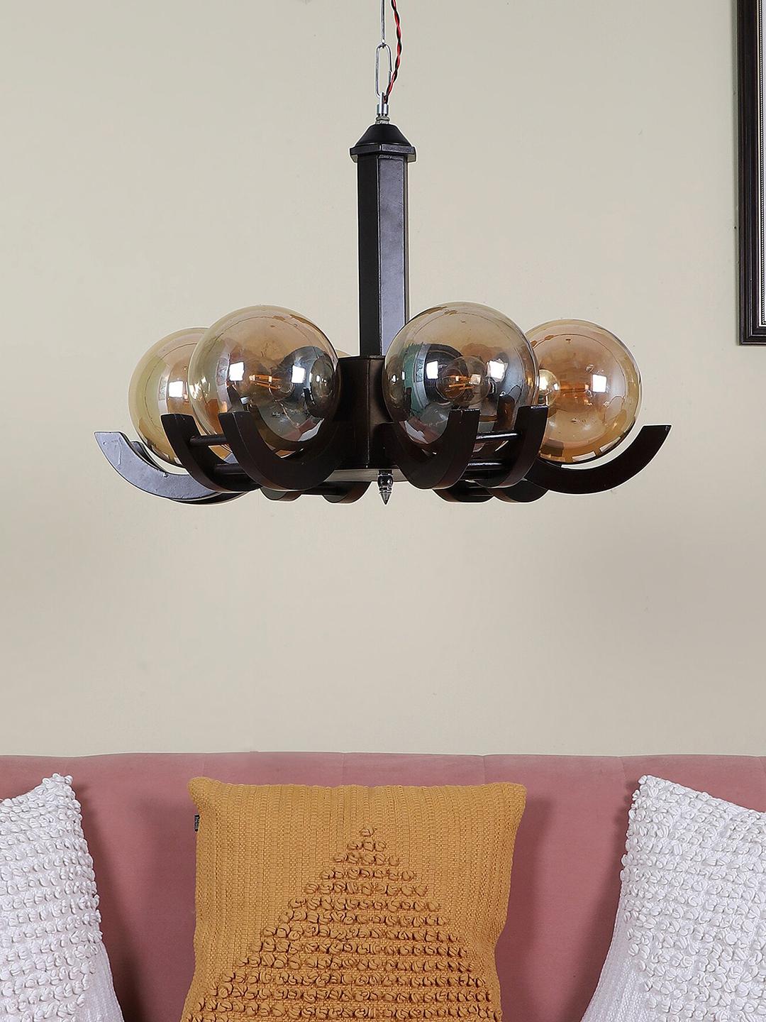 Buy MFD HOME FURNISHING Brown Textured Doom 3D Ceiling Lamp With 6 ...