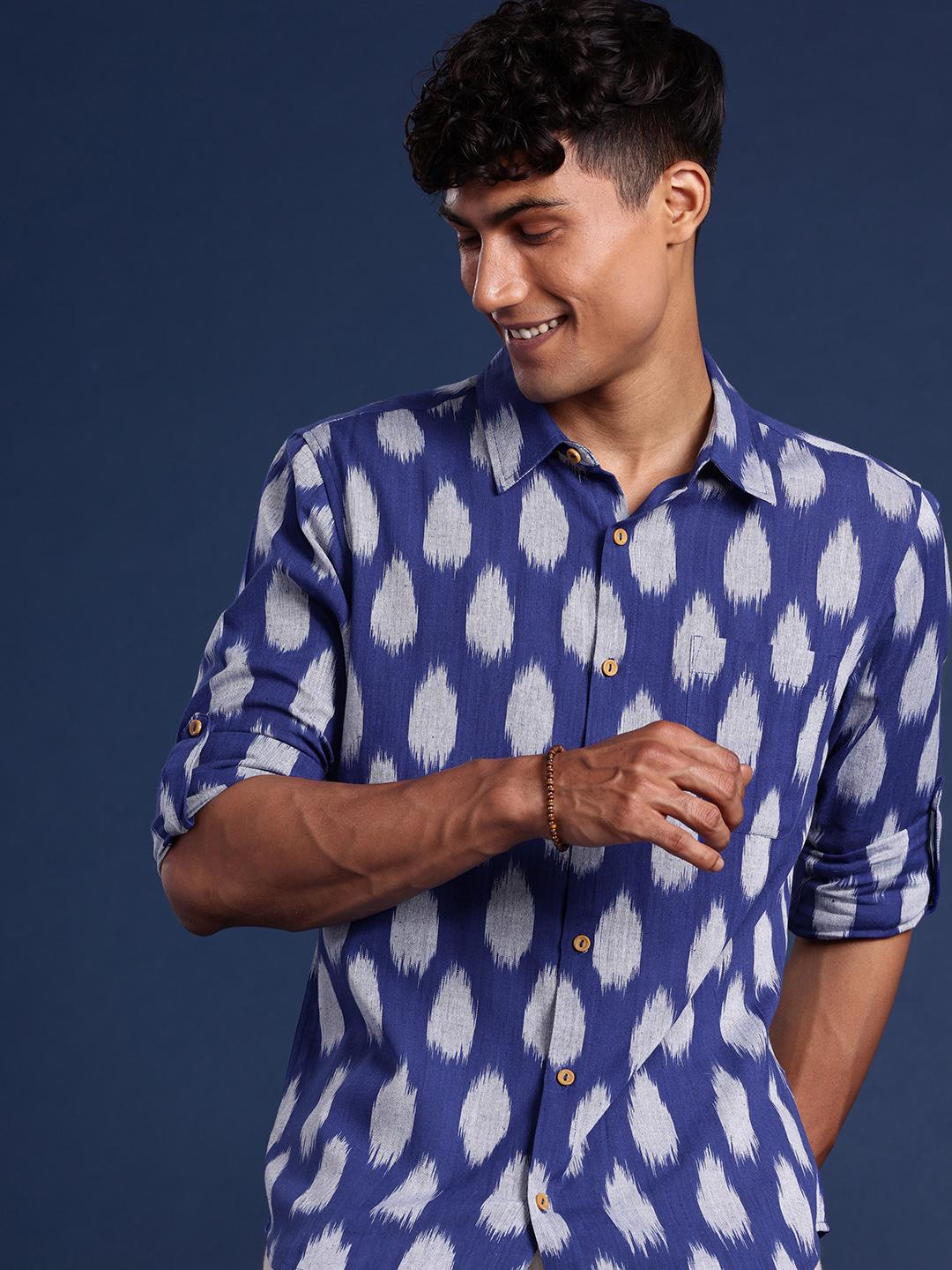 Buy Taavi Pure Cotton Ikat Printed Casual Shirt - Shirts for Men ...