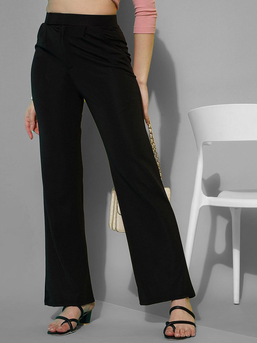 Buy Selvia Women Mid Rise Easy Wash Lycra Parallel Trousers - Trousers ...