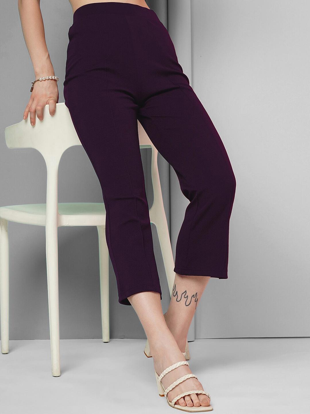 Buy Selvia Women Mid Rise Easy Wash Cropped Lycra Trousers - Trousers ...