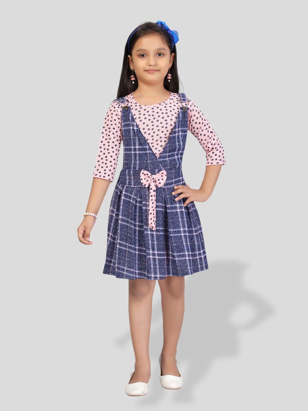 Buy BAESD Girls Sleeveless Checked Pinafore Cotton Dress - Dresses for ...
