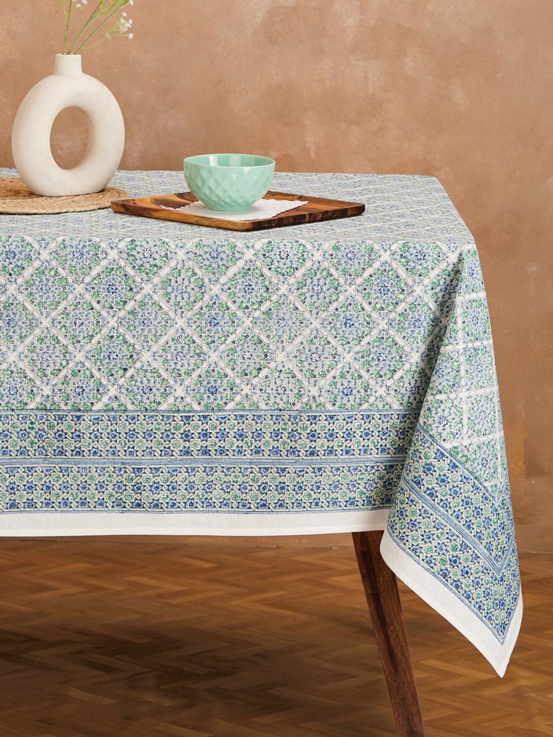 Buy Fabindia Blue & White Ethnic Motif Printed Tuhina Cotton 4 Seater ...
