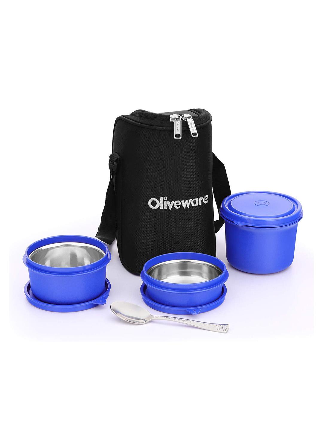 Buy SOPL OLIVEWARE LB101A Blue Solid Plastic Freezer Safe 4PCs Lunch ...